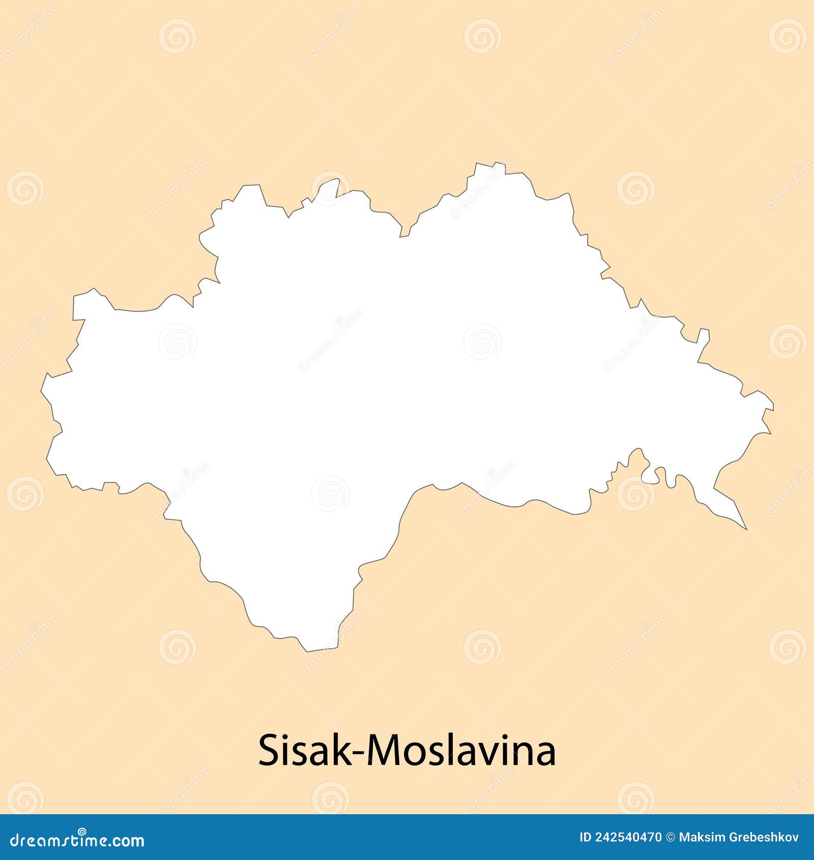 High Quality Map of Sisak-Moslavina is a Region of Croatia Stock Vector ...