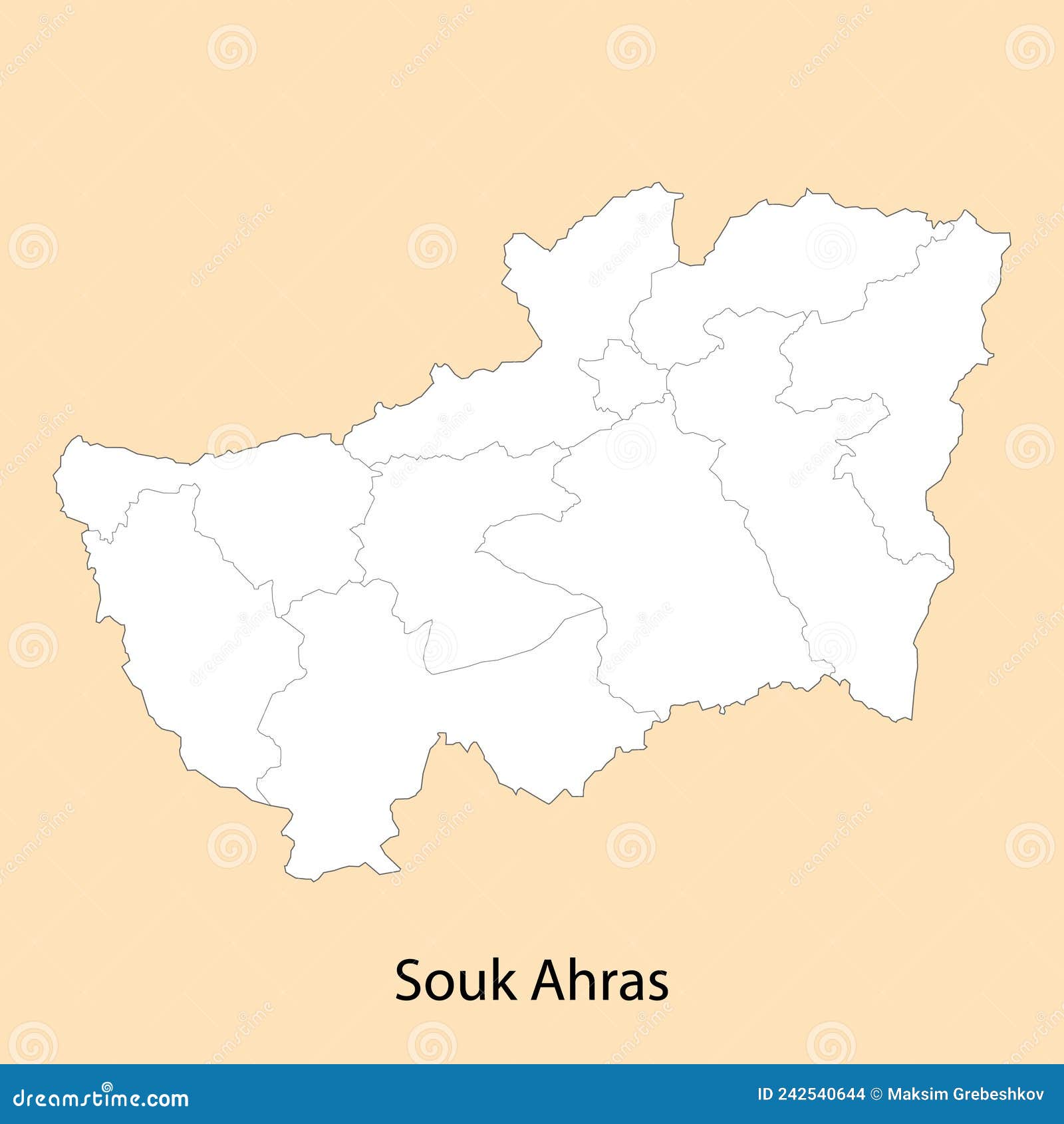 High Quality Map of Souk Ahras is a Province of Algeria Stock Vector ...
