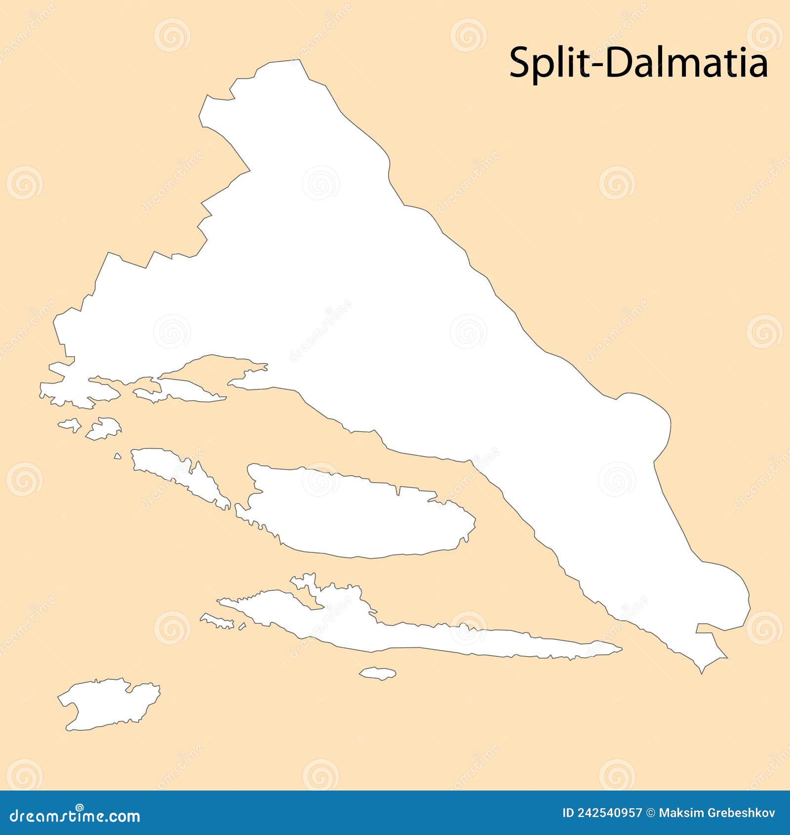 High Quality Map of Split-Dalmatia is a Region of Croatia Stock Vector ...