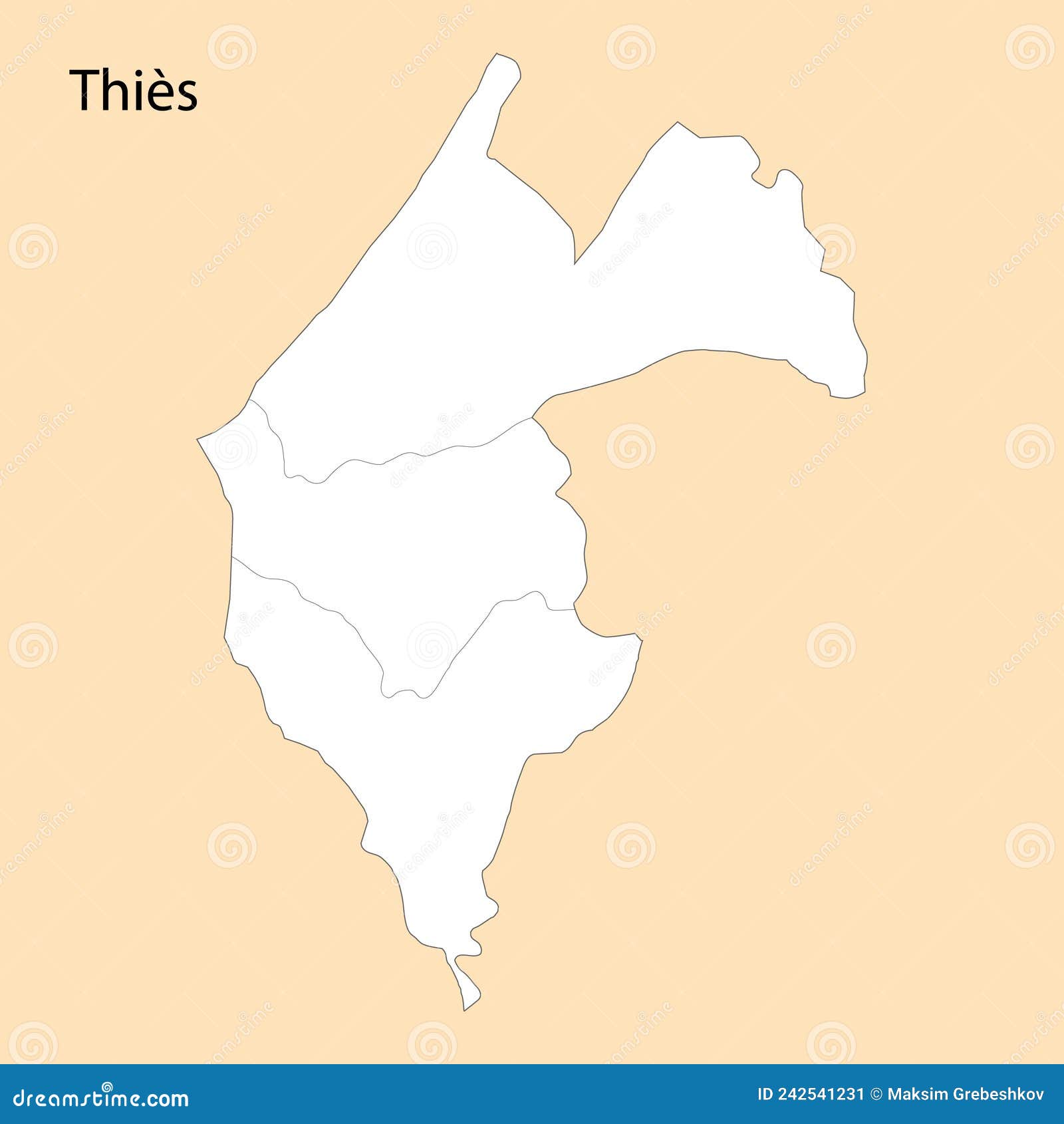 High Quality Map of Thies is a Region of Senegal, Stock Vector ...