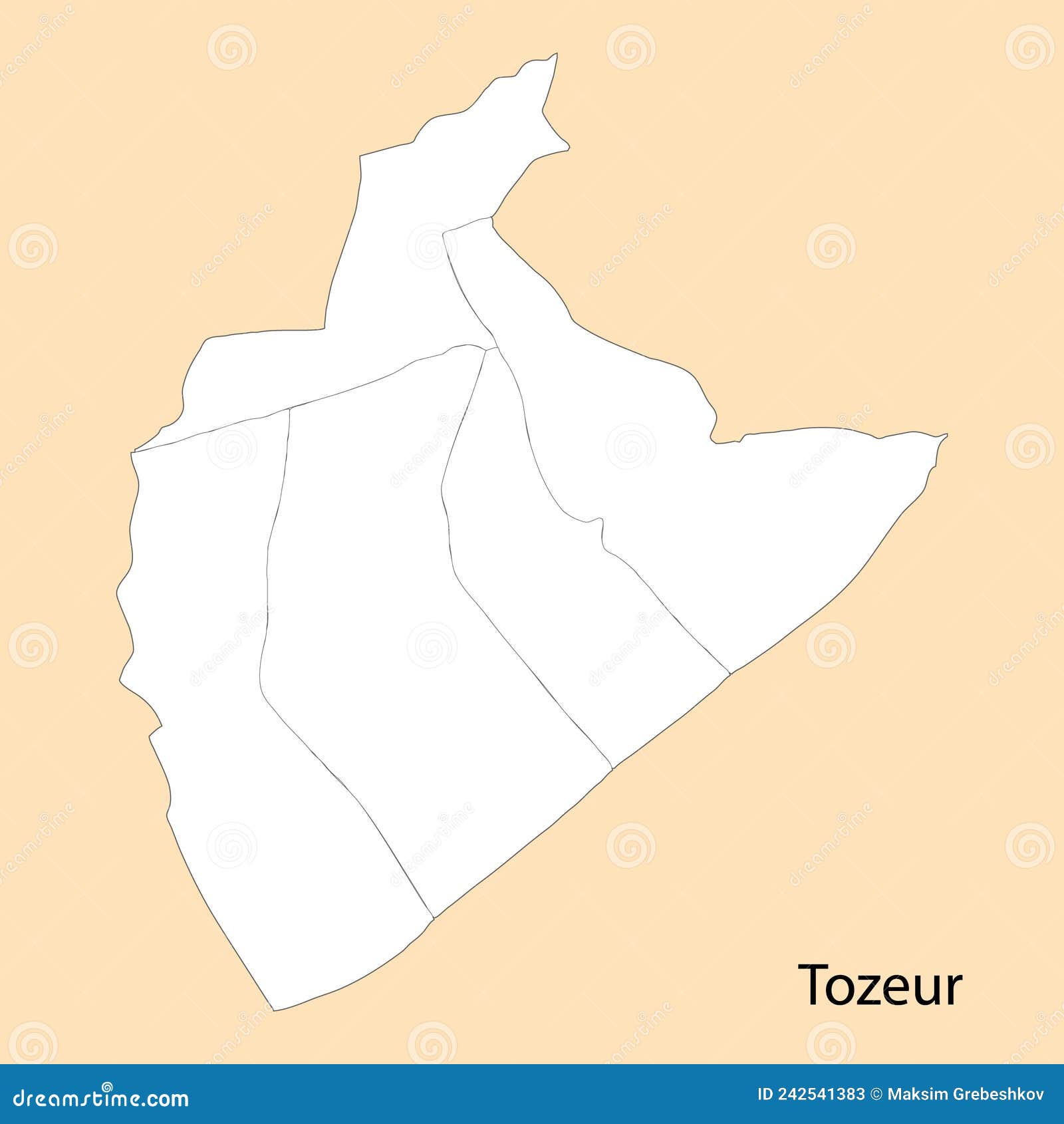 High Quality Map of Tozeur is a Region of Tunisia Stock Vector ...
