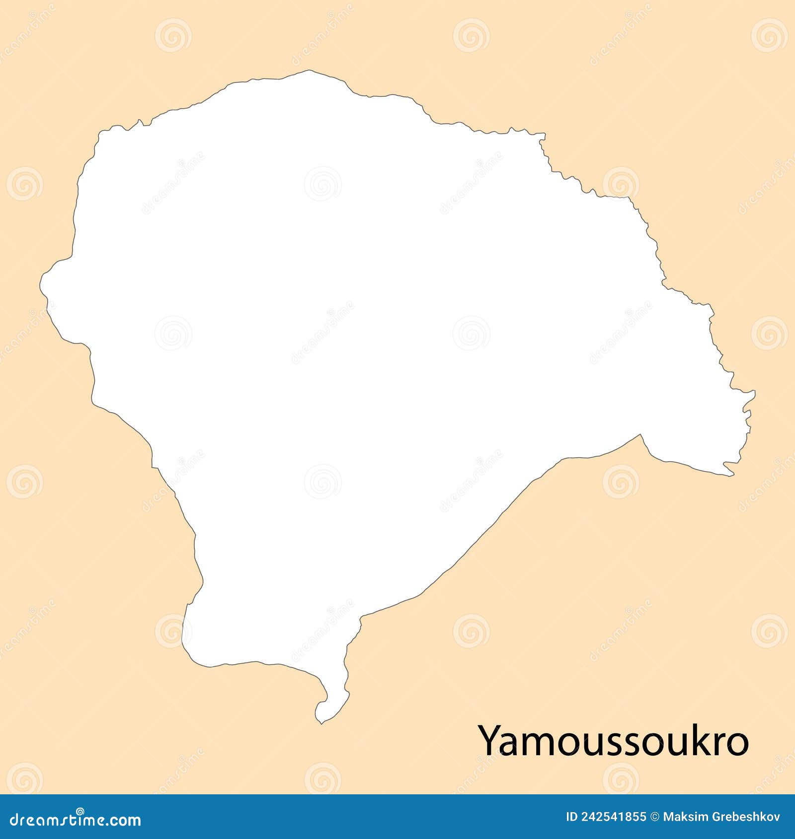 High Quality Map of Yamoussoukro is a Region of Ivory Coast Stock ...