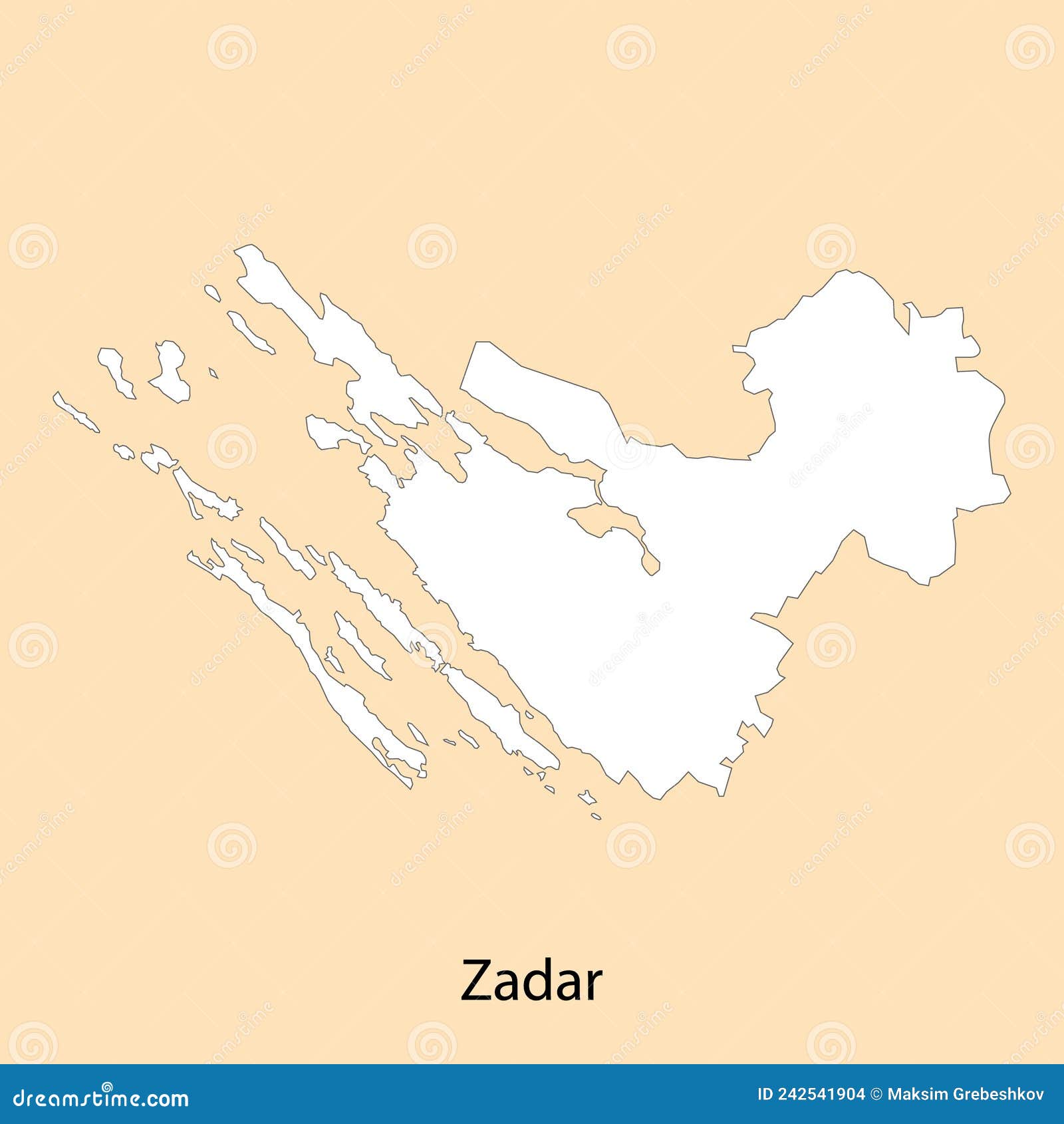 High Quality Map of Zadar is a Region of Croatia Stock Vector ...