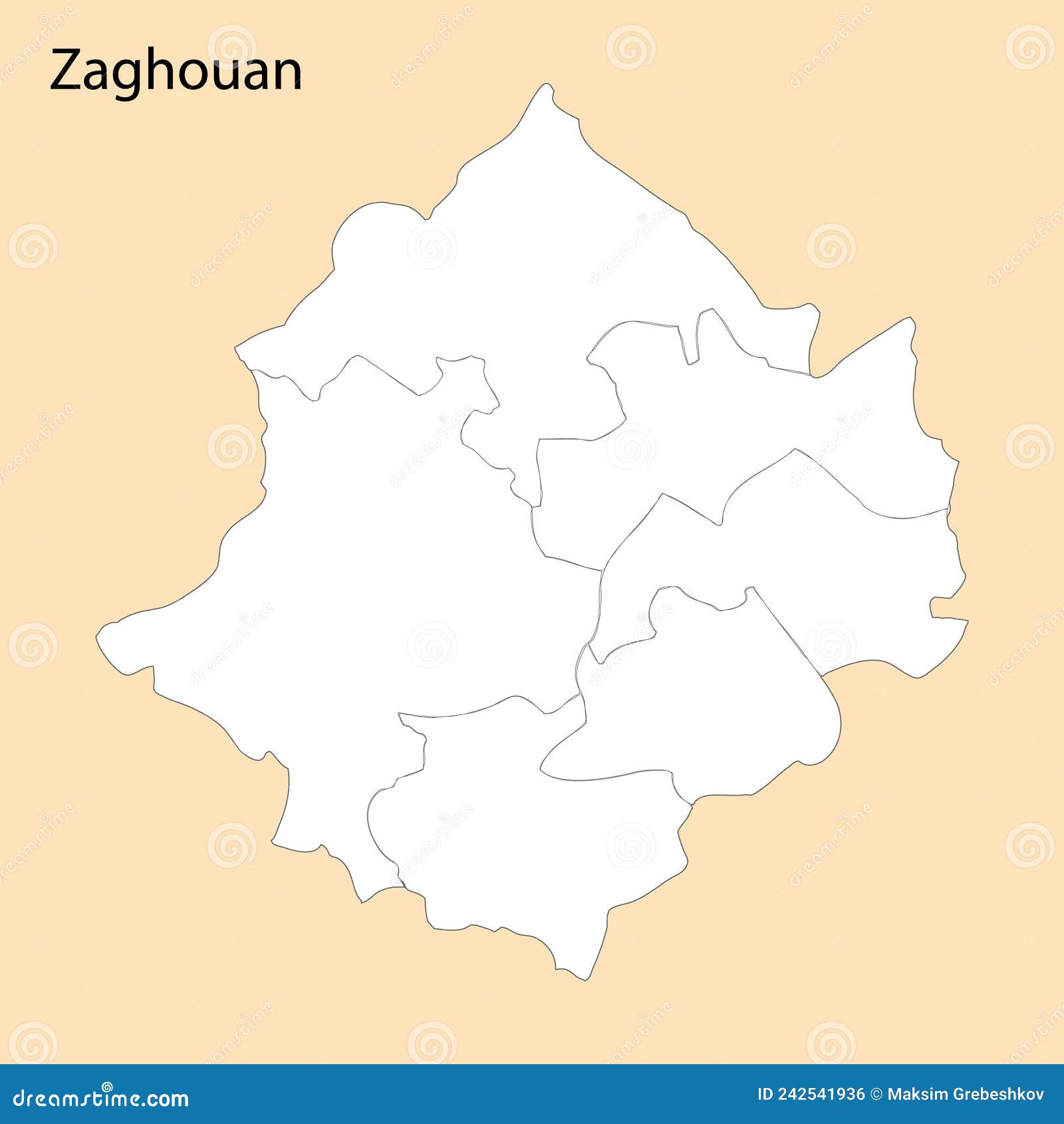 High Quality Map of Zaghouan is a Region of Tunisia Stock Vector ...