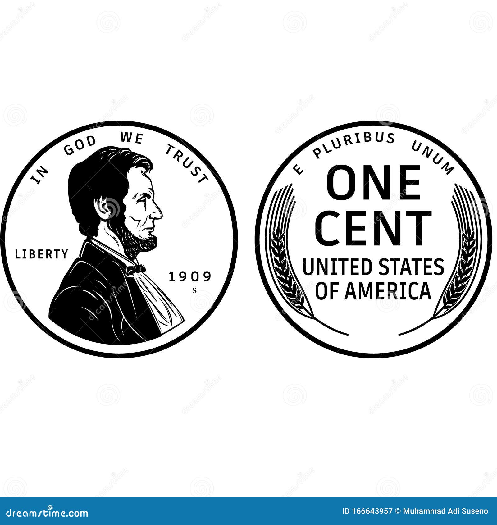High Quality One Cent 1909 Coin Vector Ready Minted and Vinyl Cut Stock ...