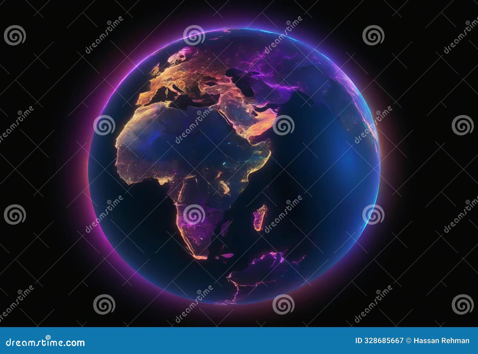 A High Quality Professional Photo of a Neon Planet Earth Globe Stock ...