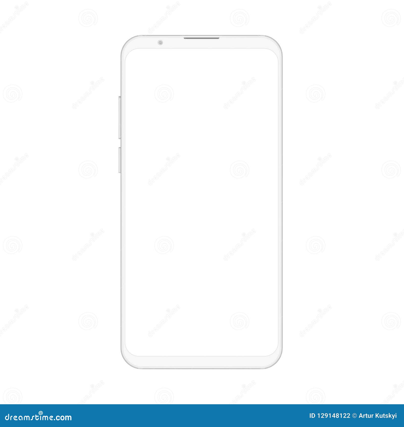 High Quality Realistic Trendy Soft Clean No Frame White Smartphone with ...