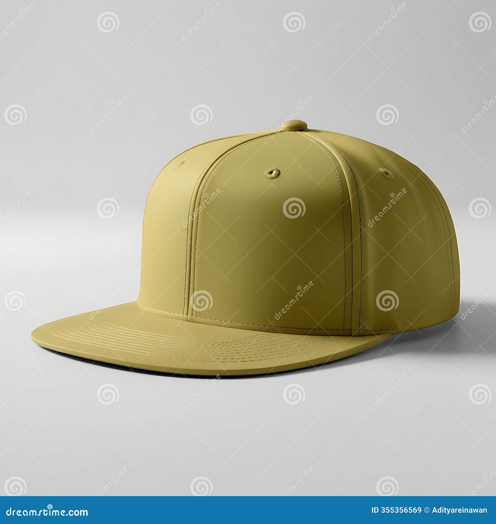 High-Quality Render of a Solid Mustard Yellow Flat-Brimmed Baseball Cap ...