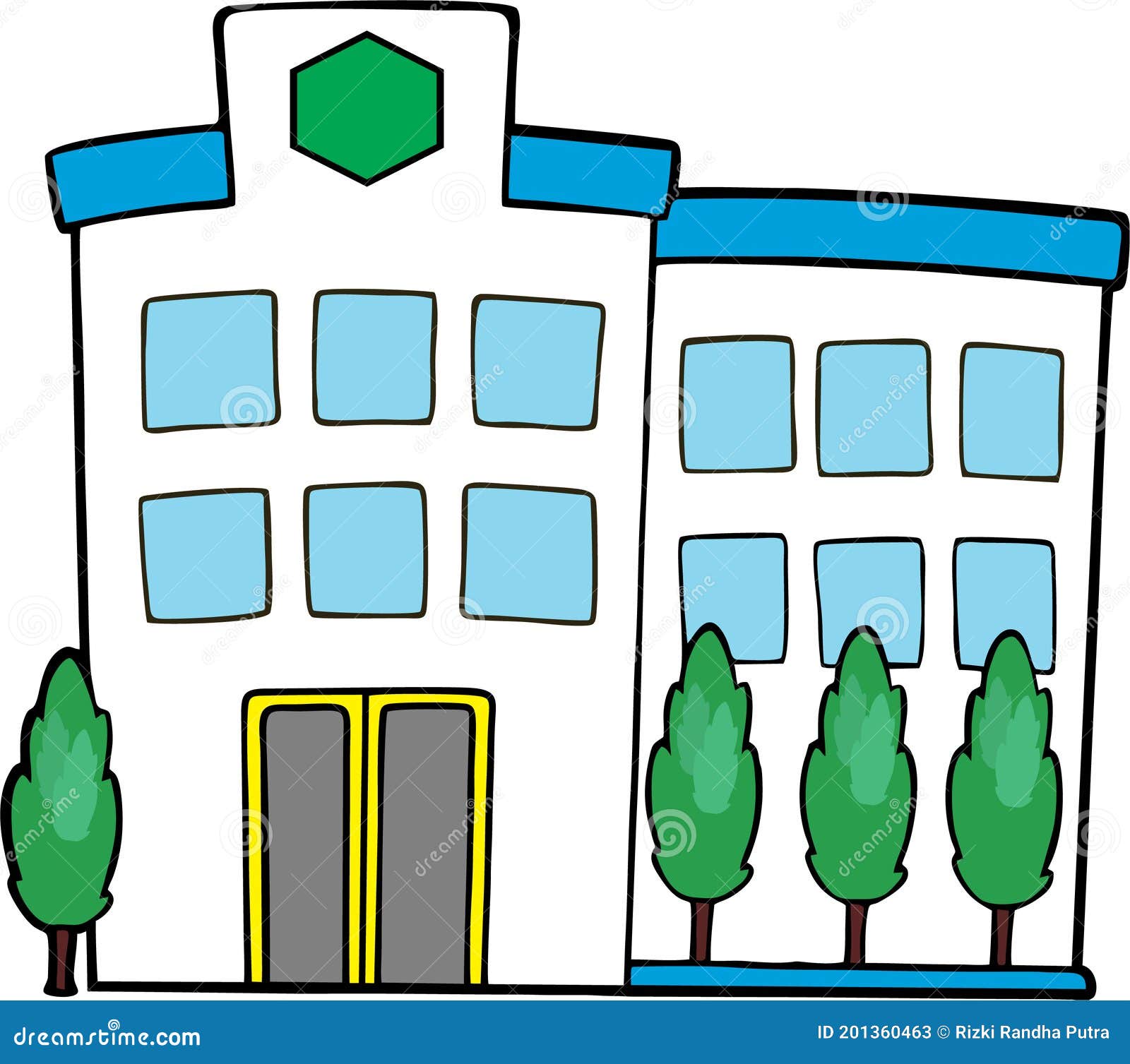 High Quality Vector Animated Clean Building Surrounded by Trees Stock ...