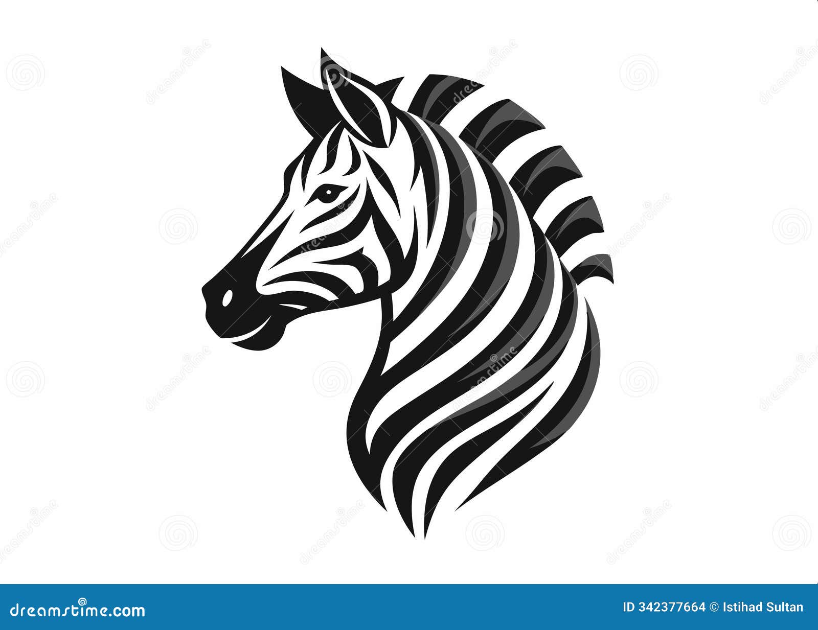 Stylized Zebra Logo Vector Illustration - Black and White Zebra Design ...