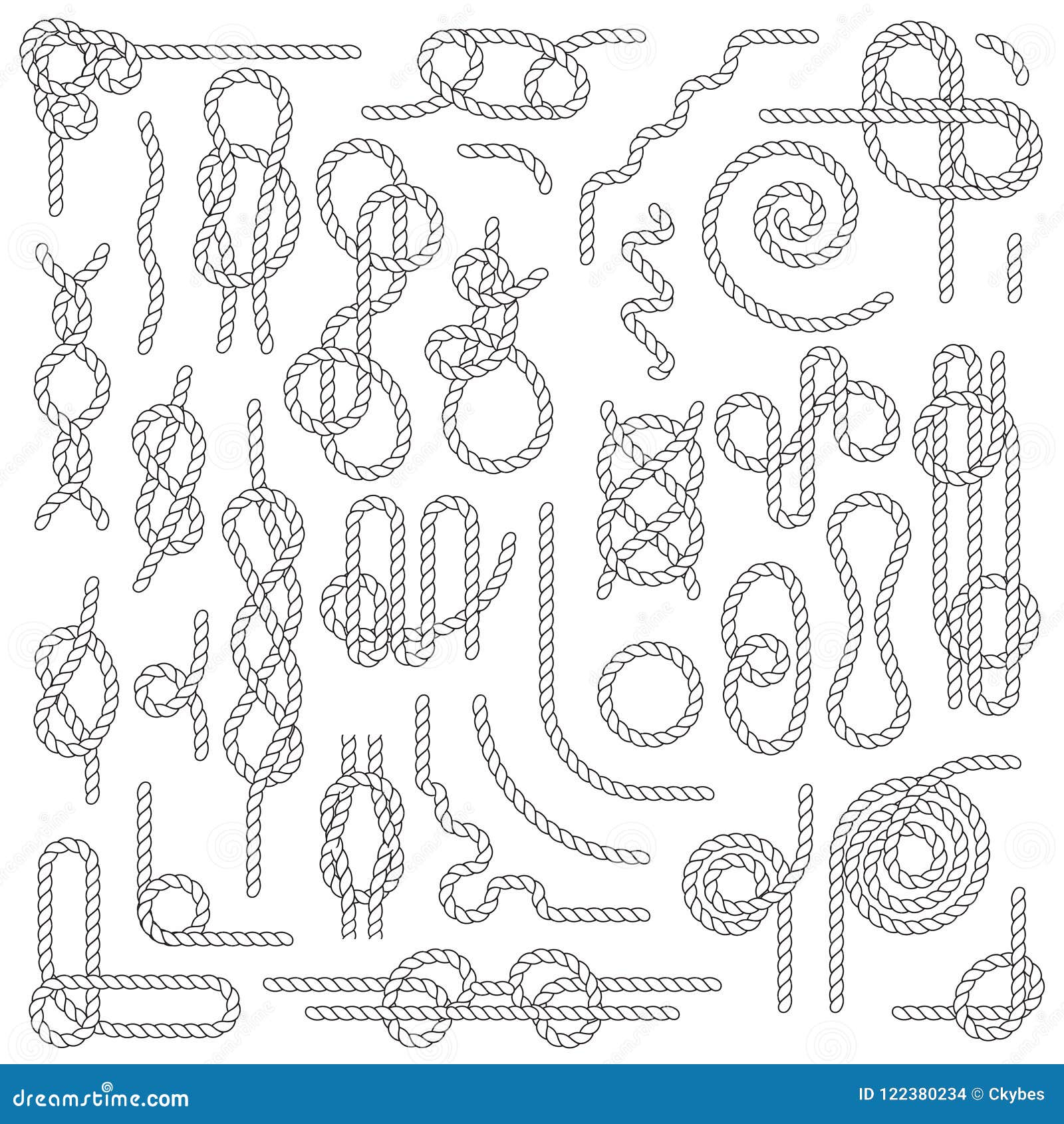 Big Set of Nautical Rope Knots Vector Decorative Vintage Elements Stock ...