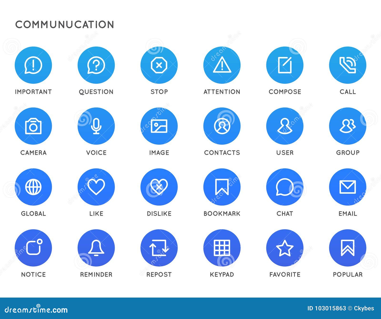 Communication User Interface UI Vector Icon Set. High Quality Minimal ...