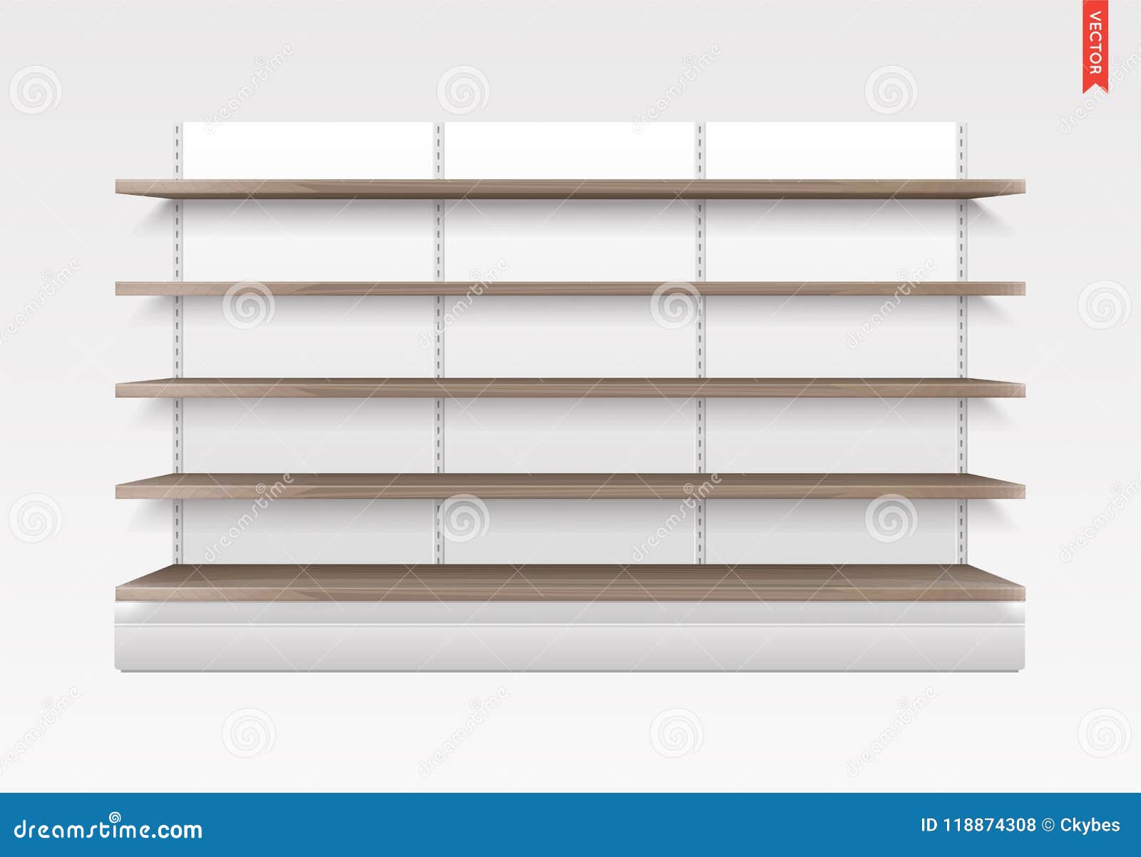 Empty Vector Store Shelves. Wood Material. Showcase Display. Retail ...