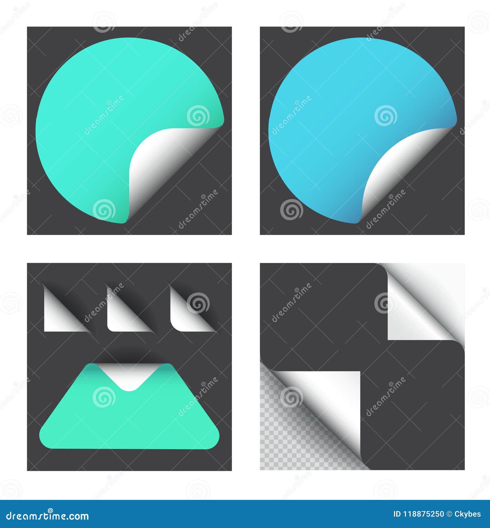 Set of Vector Sticker with Paper Curl with Shadow Isolated with ...