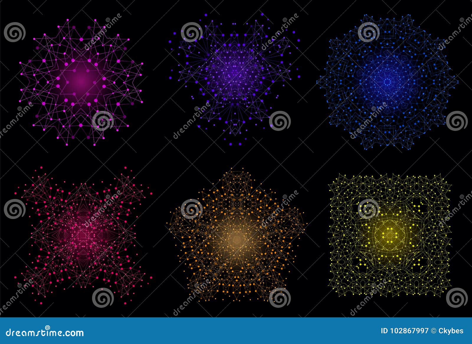Vector Colorful Bright Lattice Shape, Molecular Structure with Lines ...
