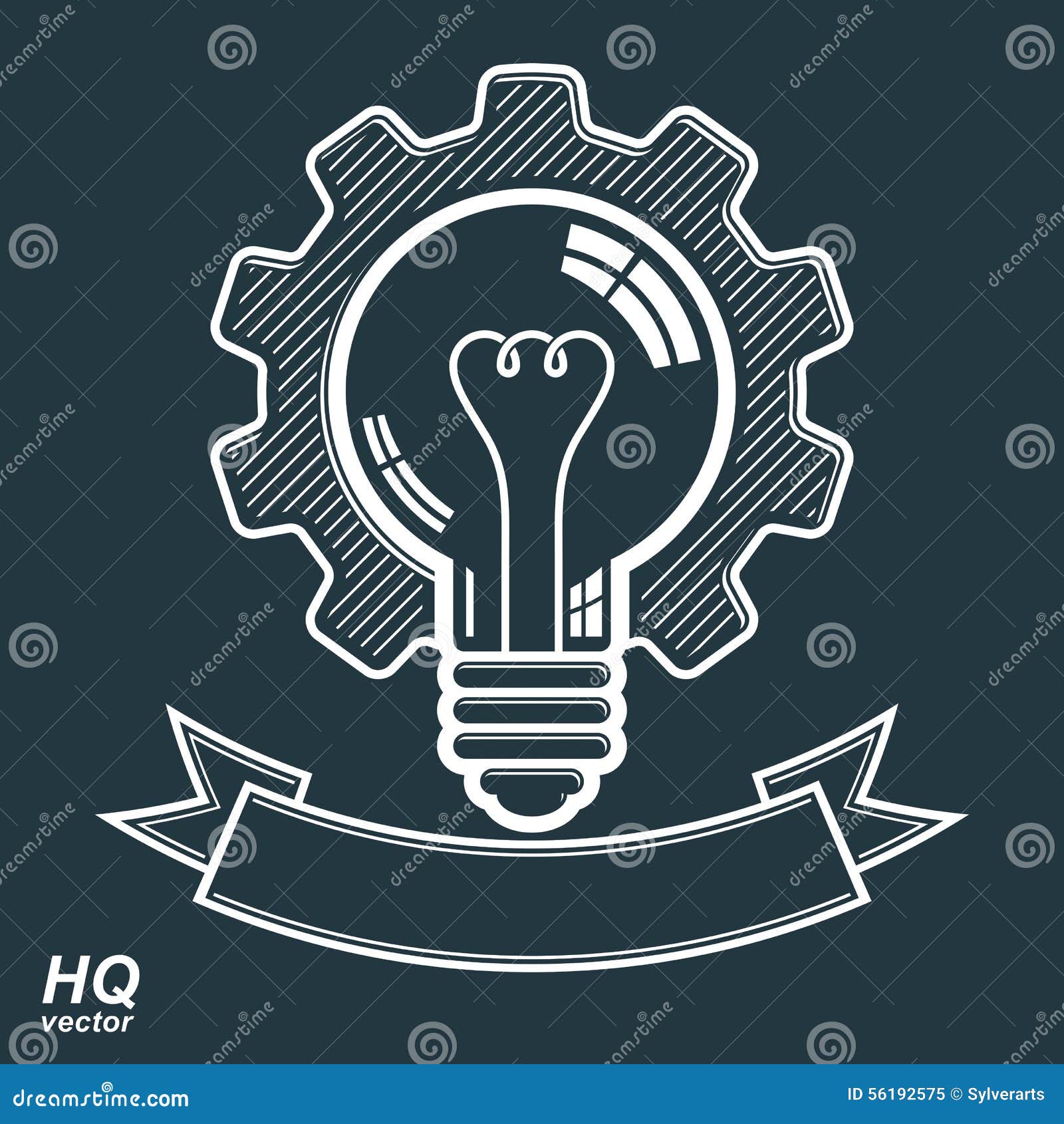 High Quality Vector Light Bulb with Cog Wheel. Manufacturing Stock ...