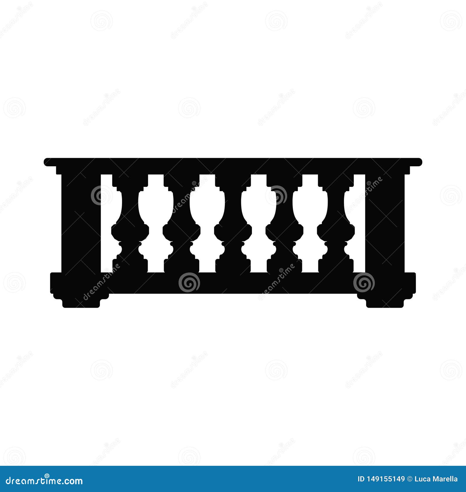Vector Silhouette Illustration Of An Ancient Iconic Balcony Isolated On ...