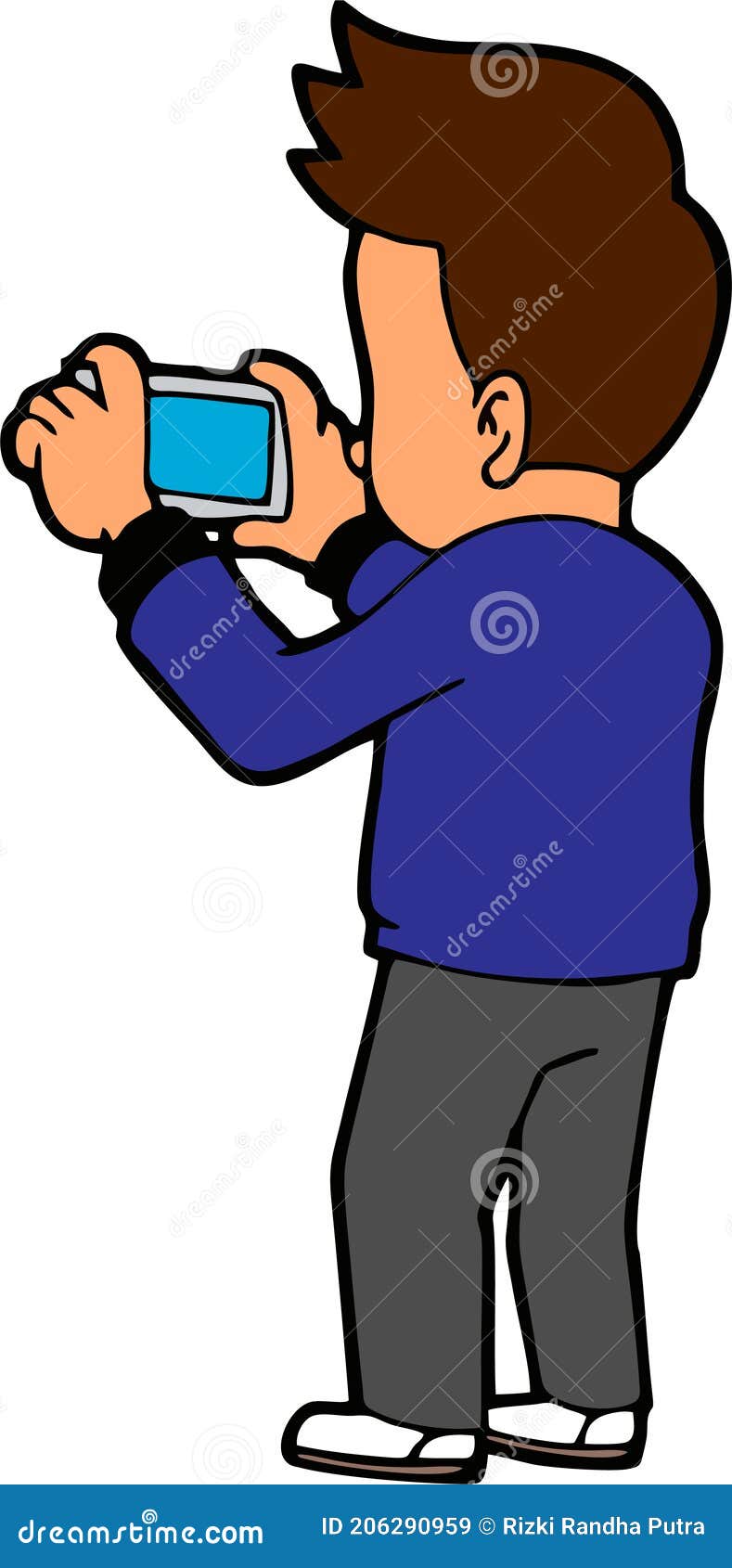High Quality Vector of Young Man Using Handphone Stock Vector ...