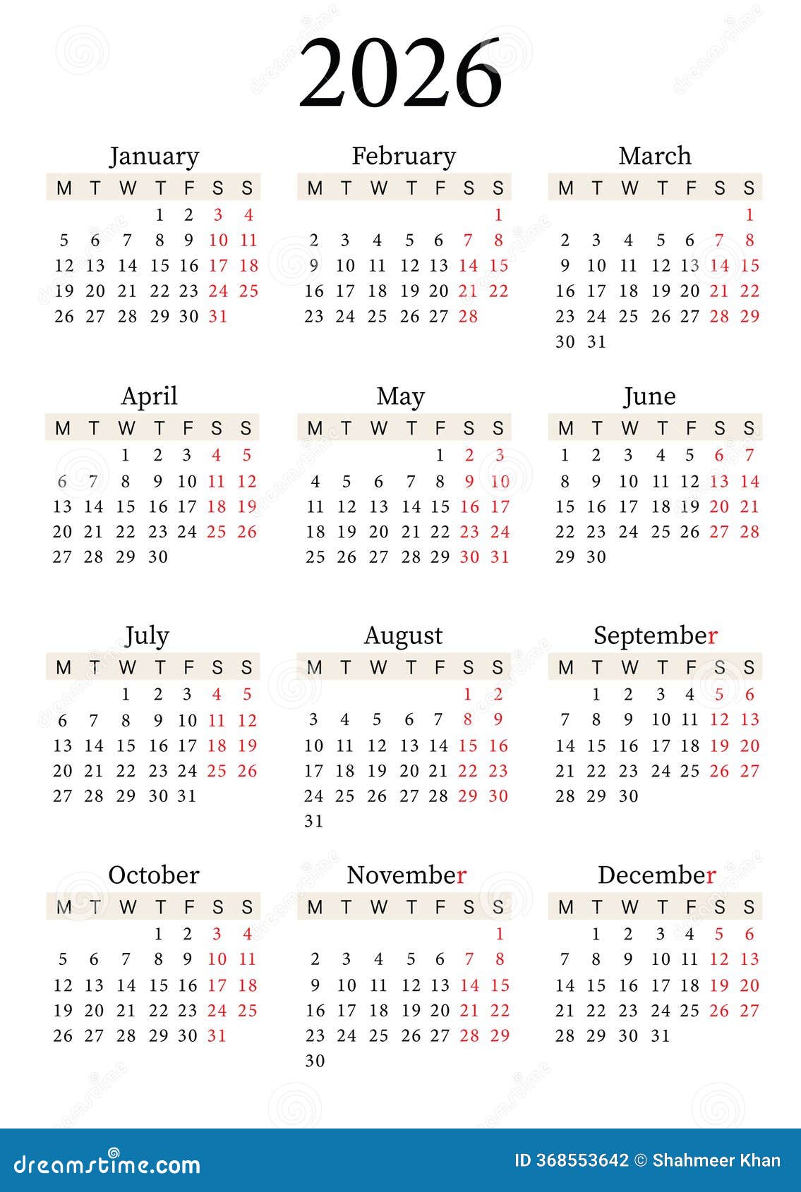 Yearly Calendar Template For Comprehensive And Organized Planning ...
