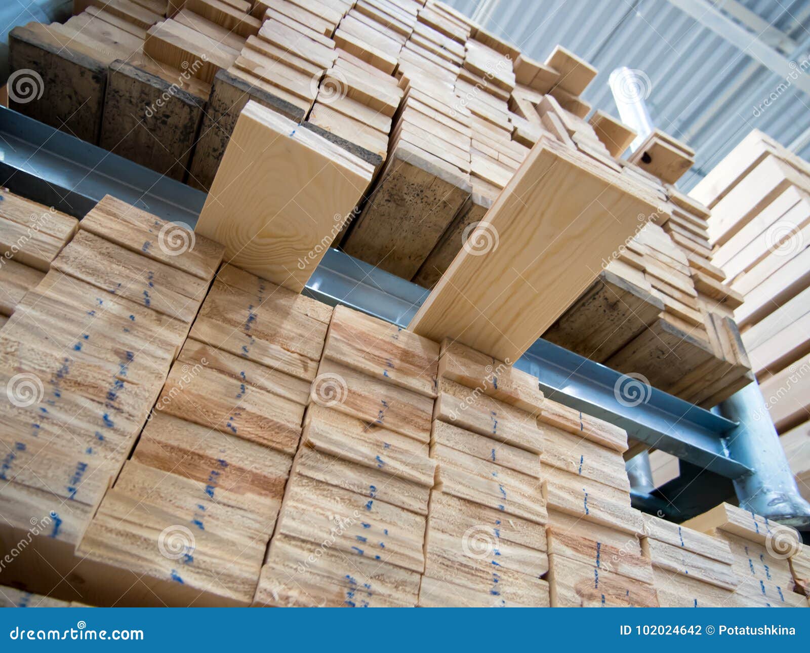 High Rack with Planed and Calibrated Boards Stock Photo - Image of ...