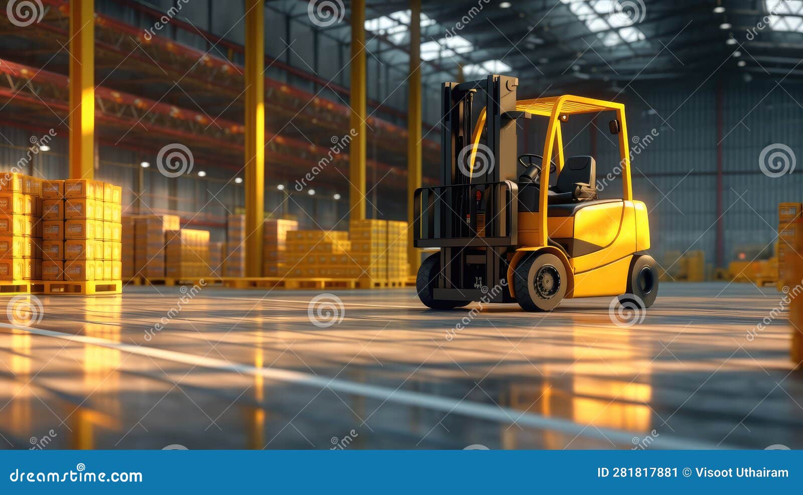 High Rack Stacker Forklift in Huge Distribution Warehouse with High ...