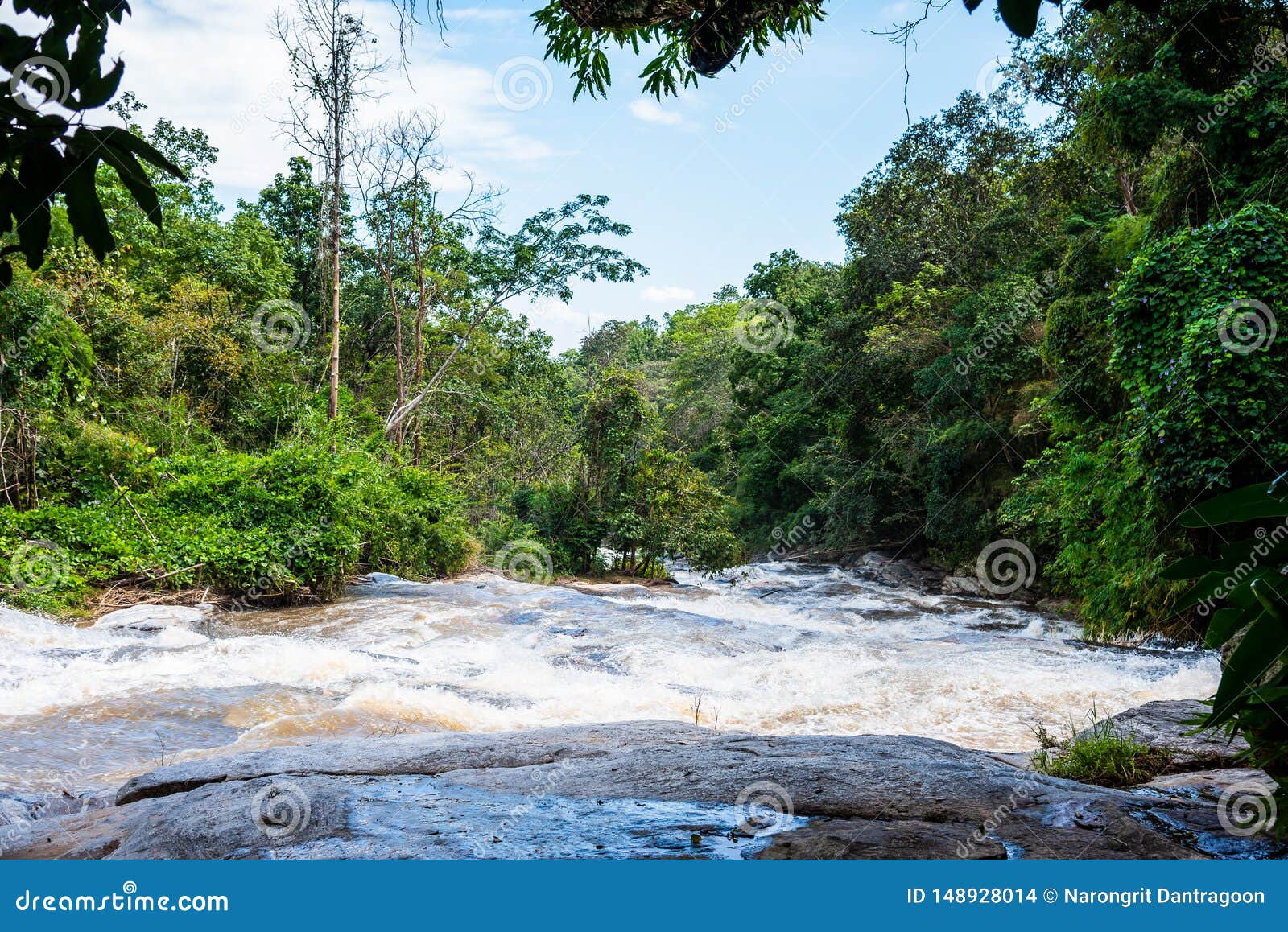 High Rate Water Stream in River after Heavy Rain Stock Photo - Image of ...