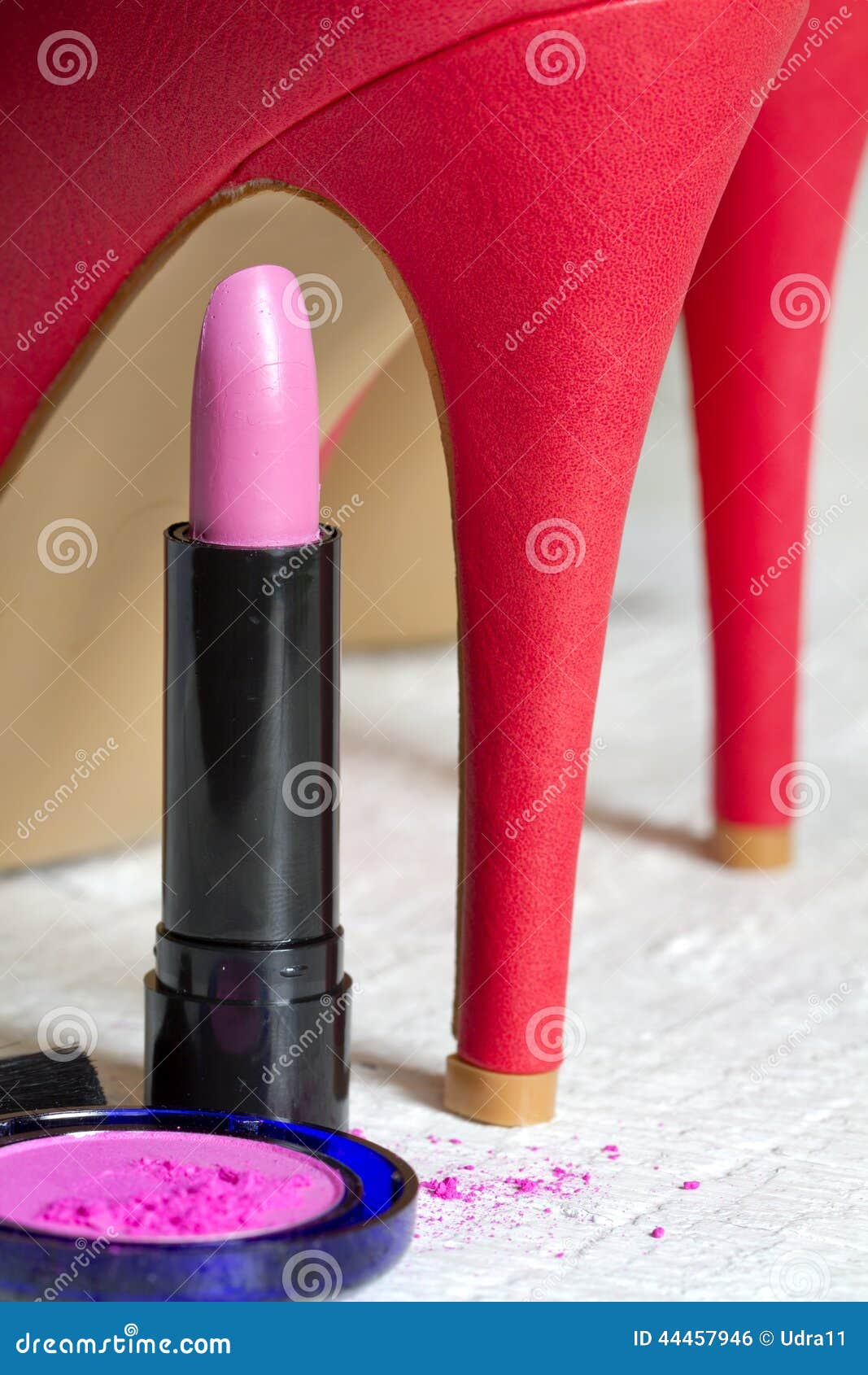 High Red Heels and Set of Cosmetics Stock Photo - Image of attractive ...