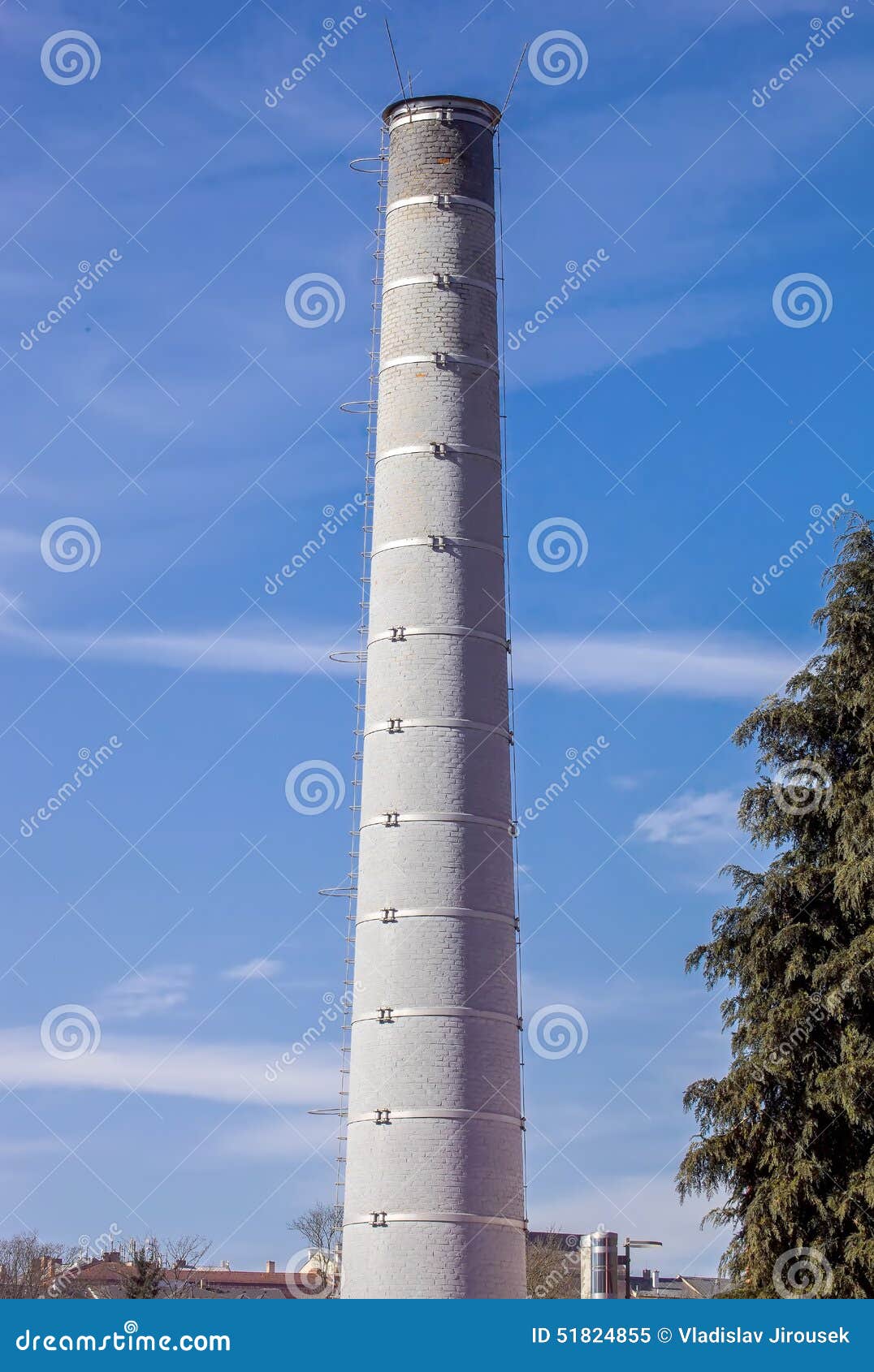 High Repaired Smokestack with Metal Clasps Stock Image - Image of ...