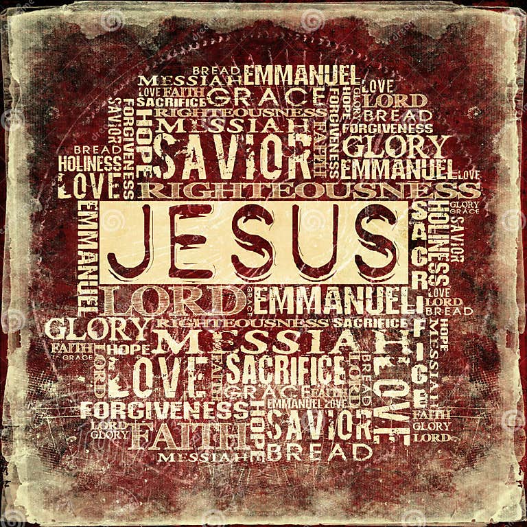 Jesus Religious Words on Grunge Background Stock Photo - Image of faith ...