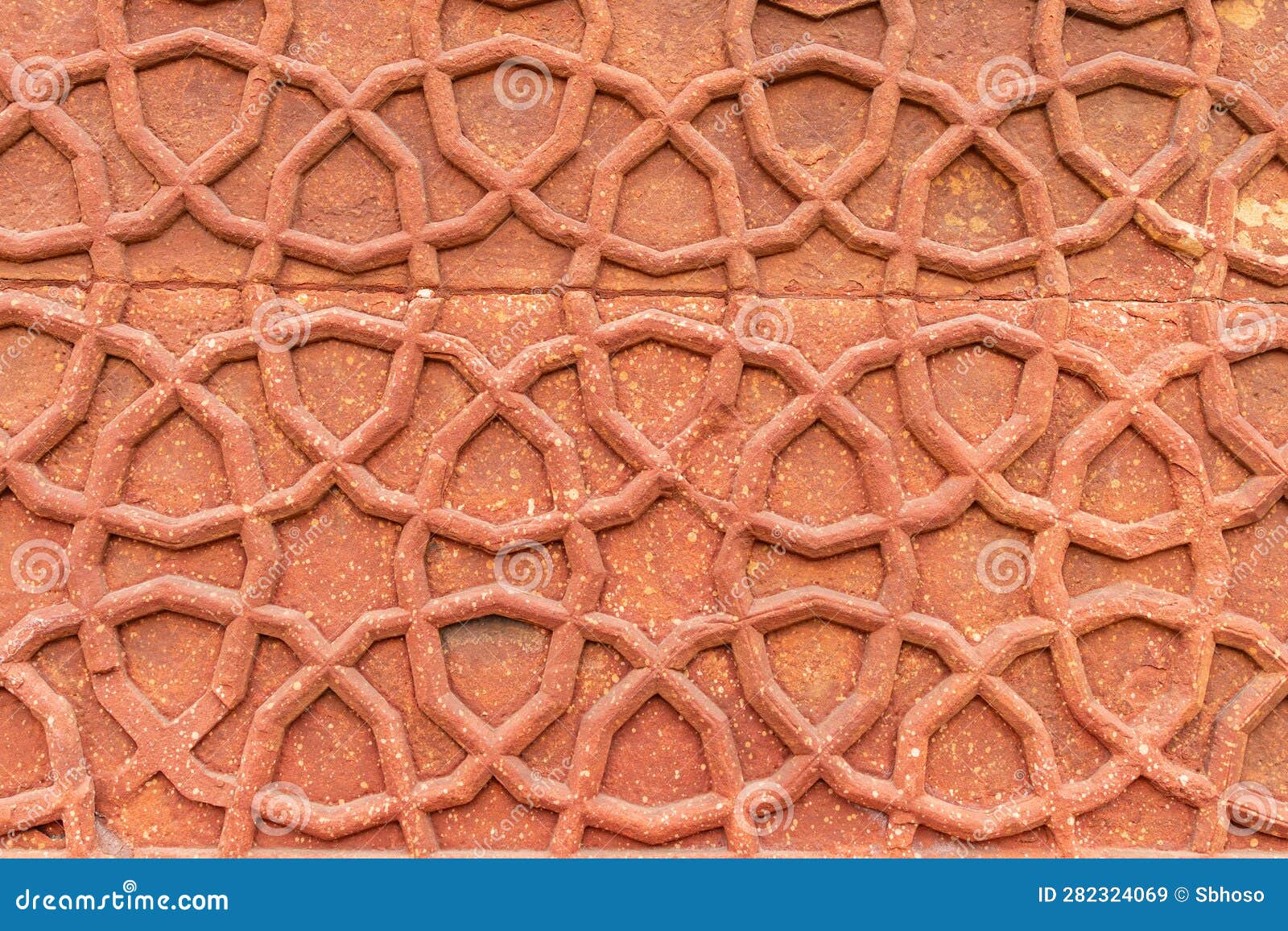 High Res Red Sandstone Inlaid Decorative Panel with Geometric Design of ...