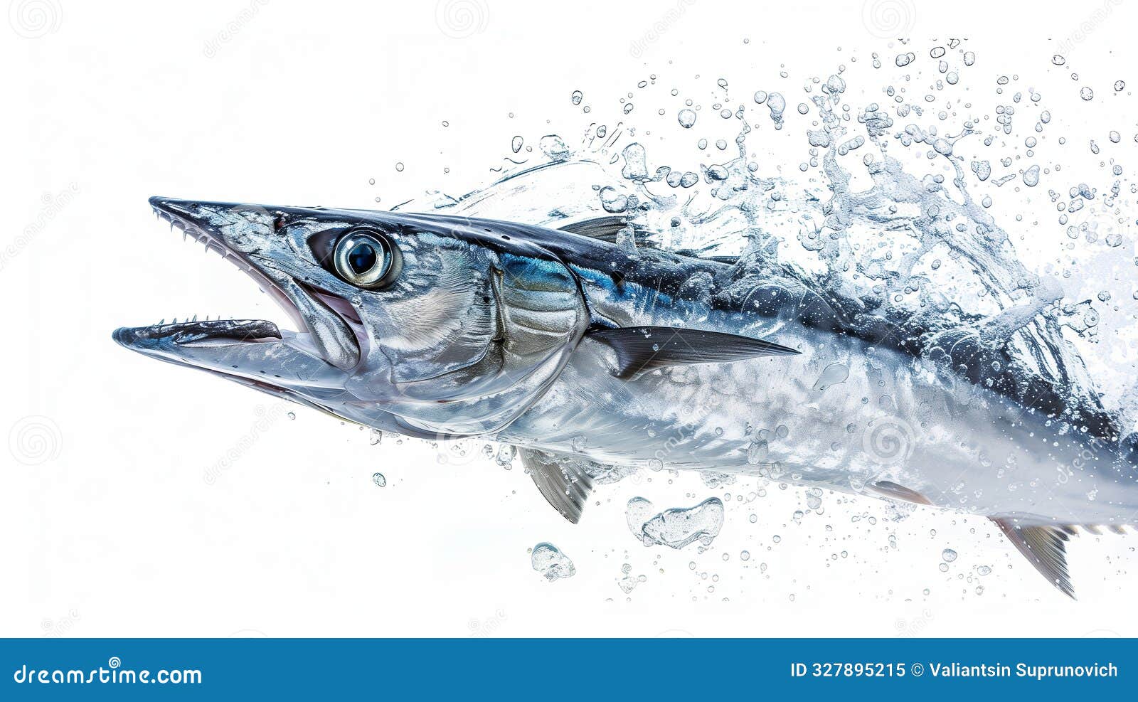 A High-resolution of a Barracuda Lunging Forward with Its Jaws Agape ...
