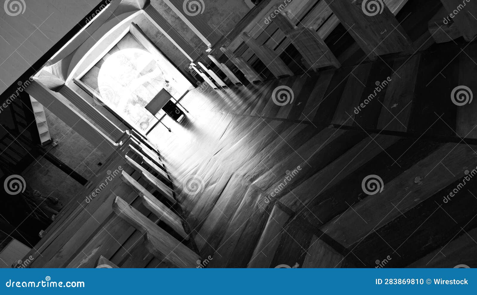 High Resolution Black and White Image of the Interior of a Church Stock ...