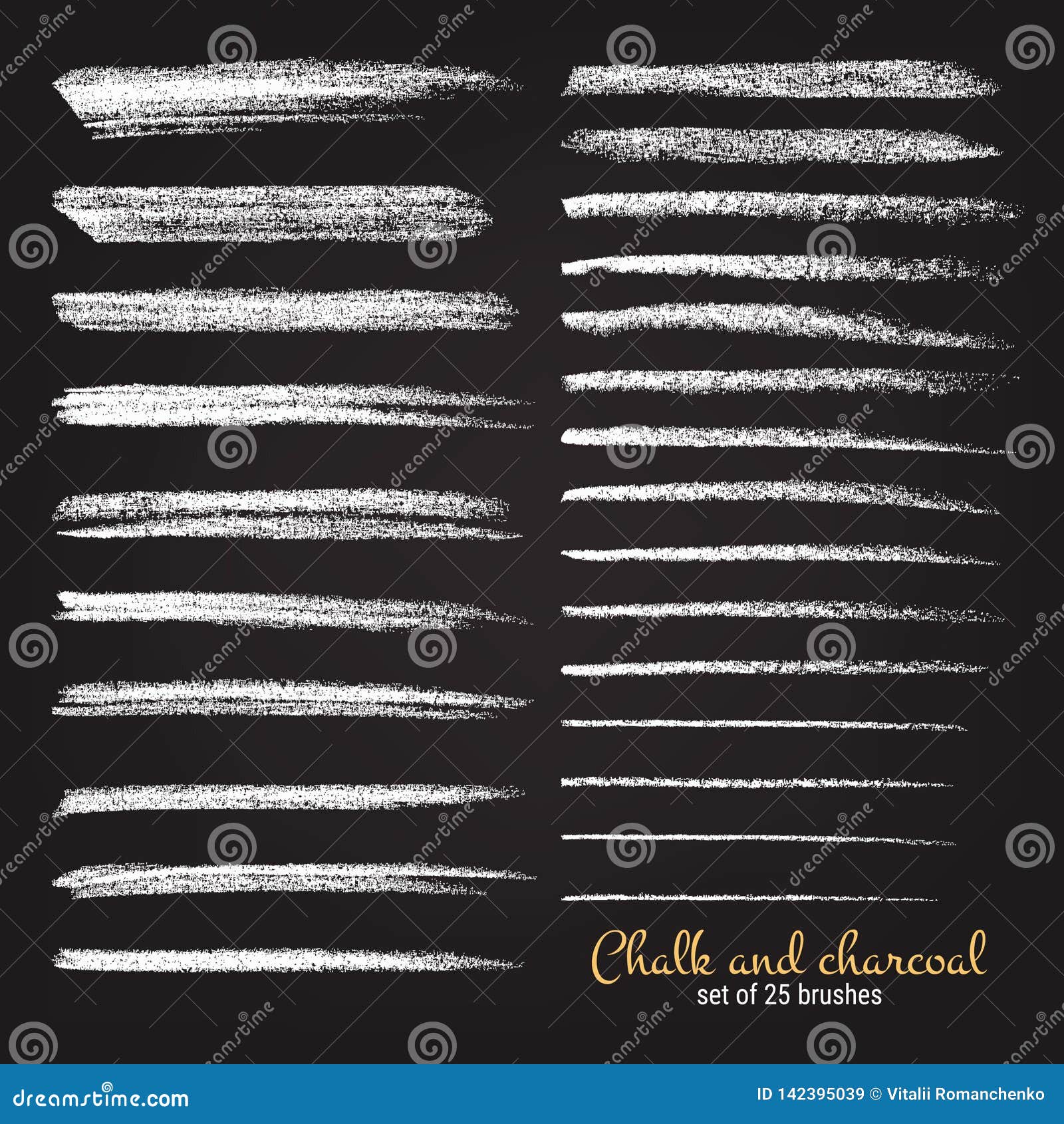 A Set of Vector Brushstrokes. Chalk and Charcoal. Paint Spots. Grunge ...