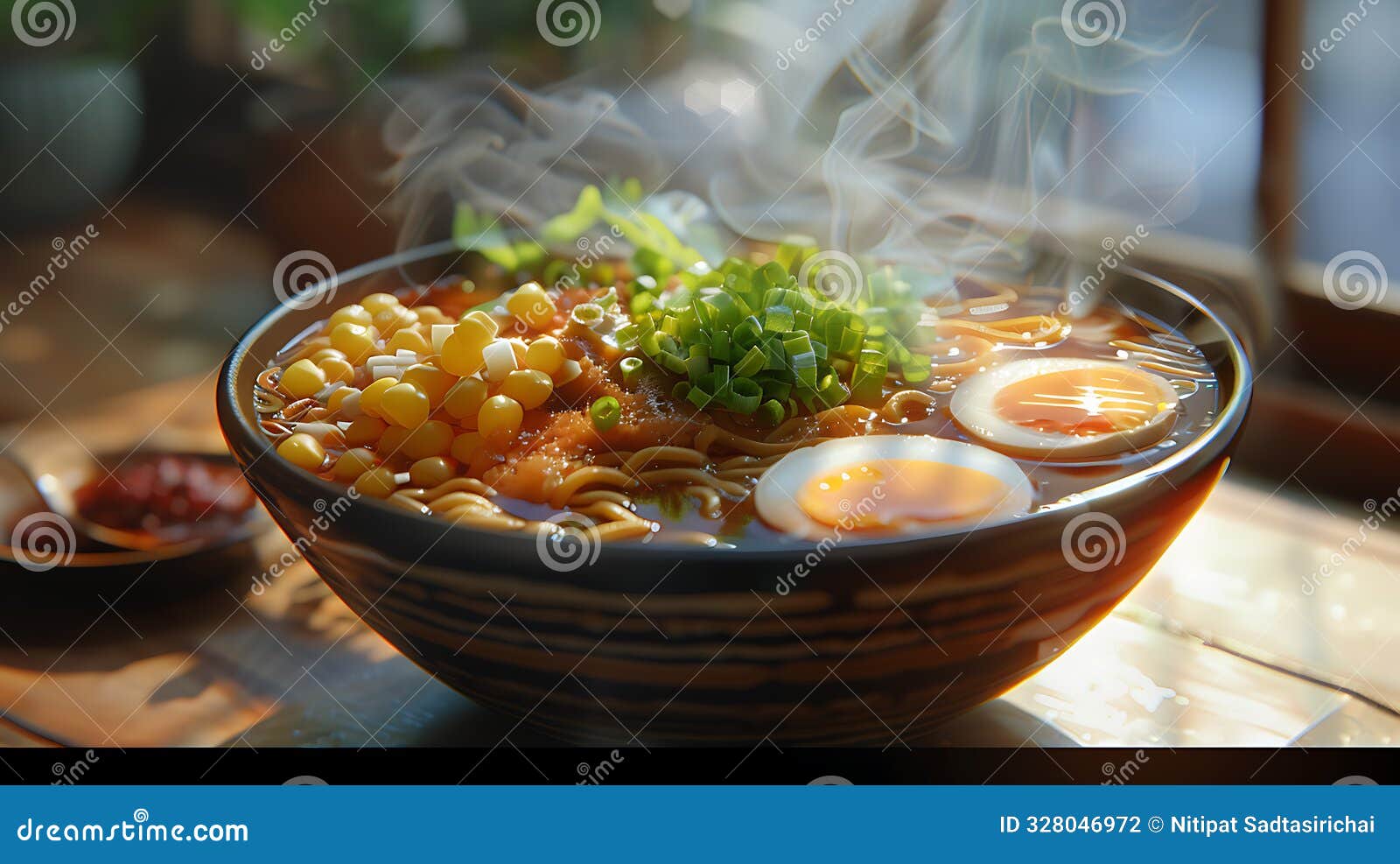 High-resolution Capture of a Steaming Bowl of Ramen, Toppings Perfectly ...
