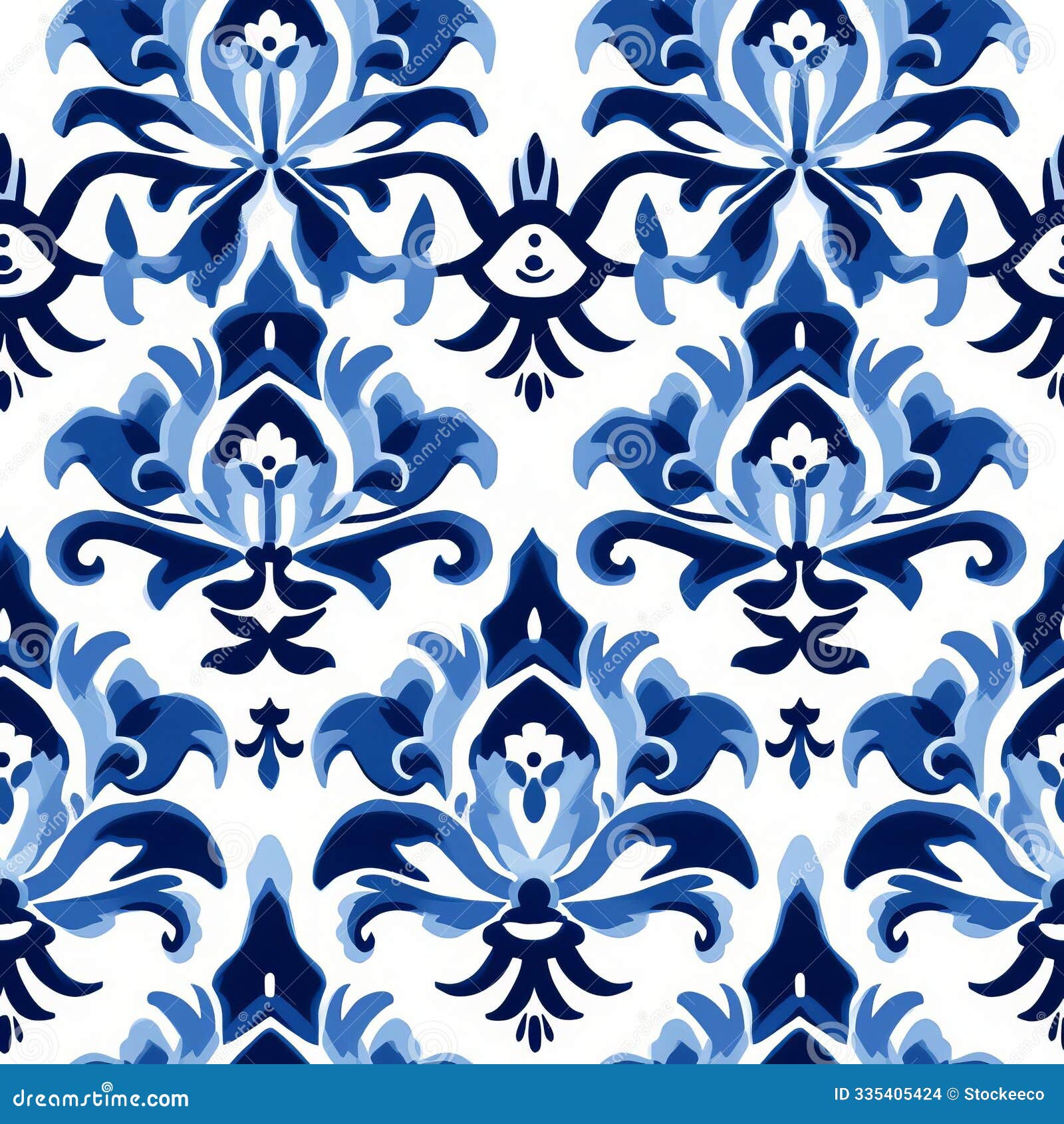 High Resolution Chinoiserie Ikat Pattern with Symmetrical Design Stock ...