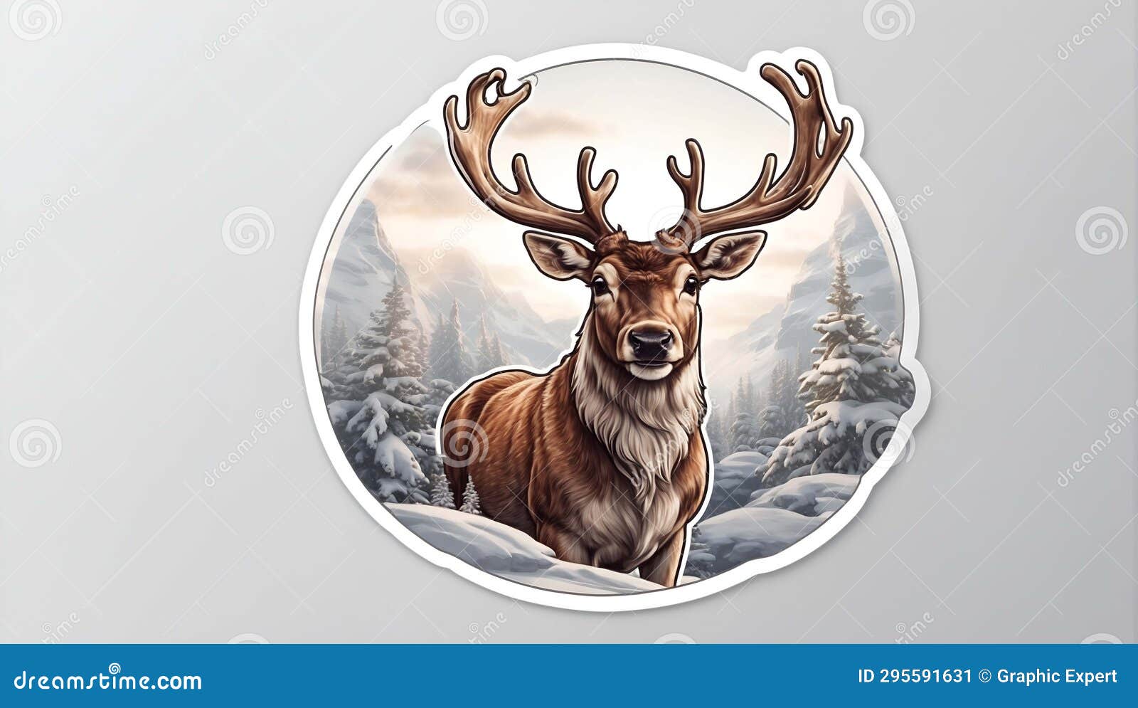 High Resolution Christmas Reindeer Sticker White Outline Stock ...