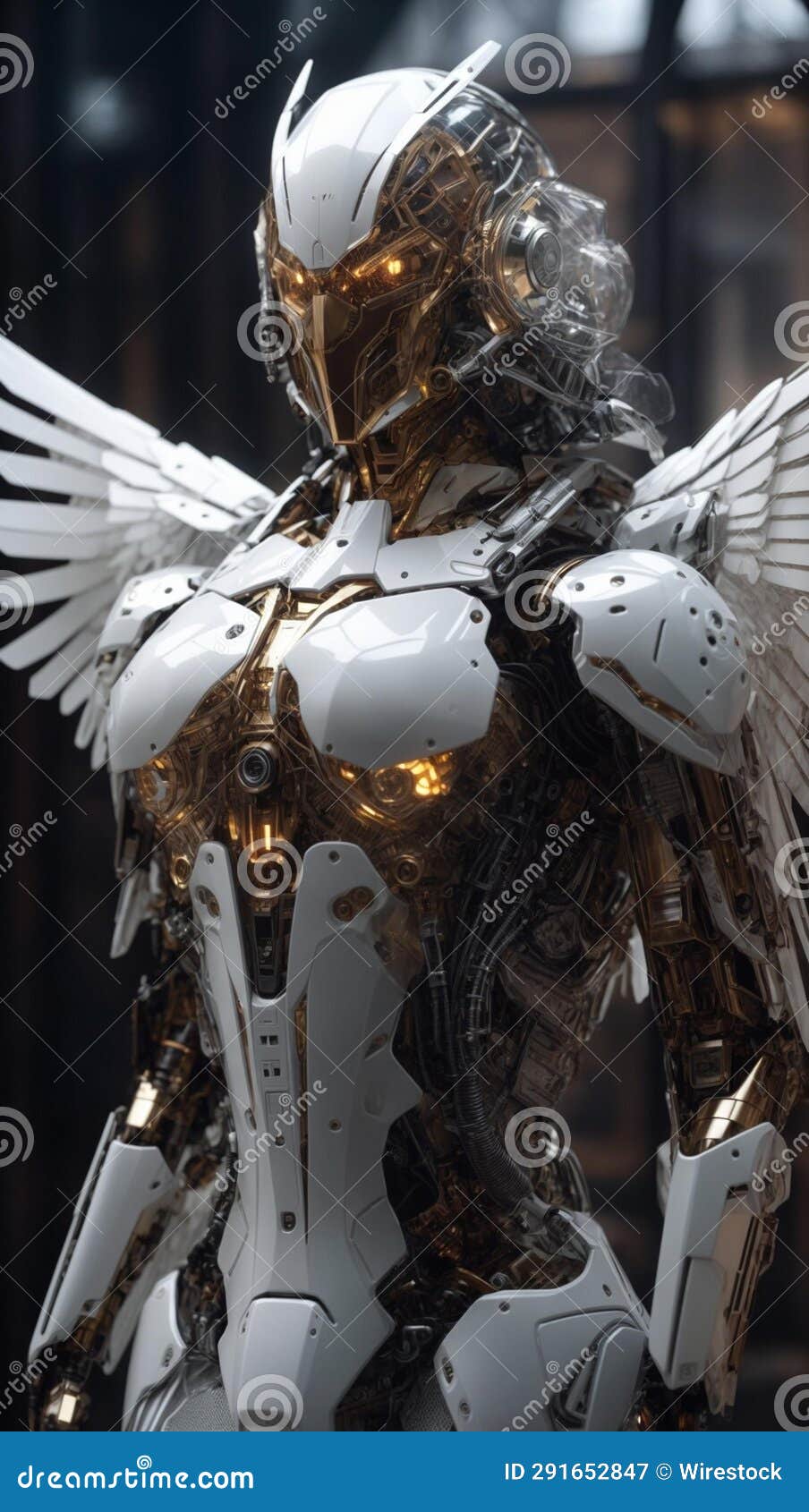 A Close Up of a Robot with Some Sort of Wing Stock Image - Image of ...