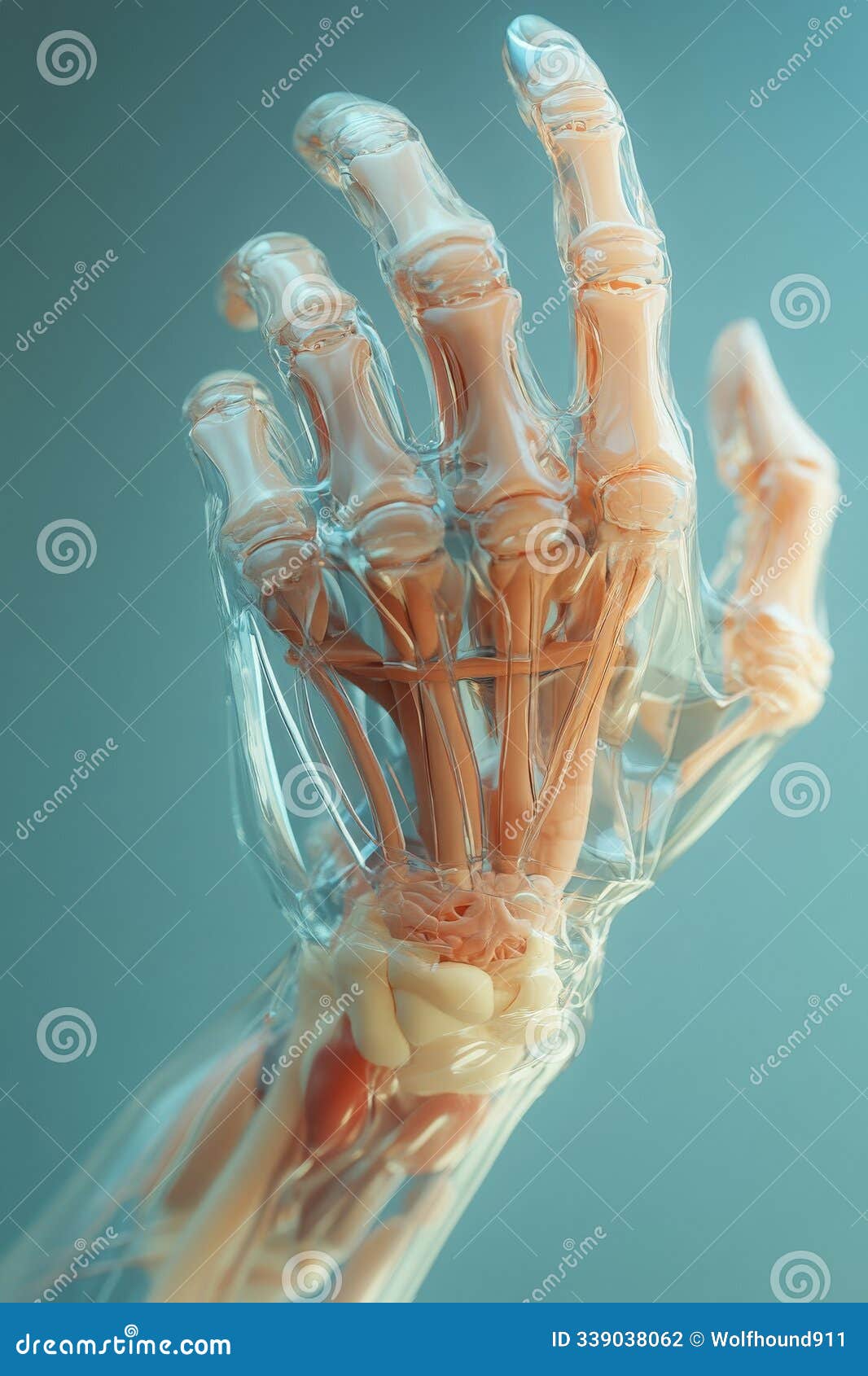 A High-resolution Close-up of a Translucent 3D Model of the Human Wrist ...