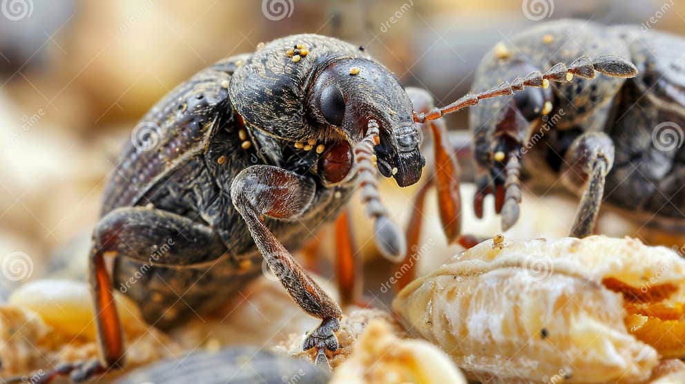 High-Resolution Close-Up of Weevils on Grains Stock Photo - Image of ...