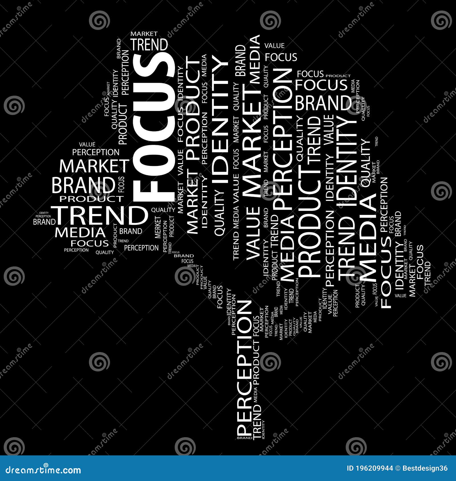 Conceptual Tree Focus Word Cloud on Black Background Wordcloud Stock ...
