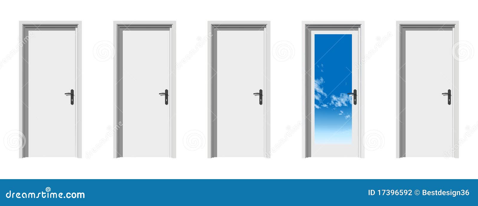 High Resolution Conceptual 3d Doors in a Row Stock Illustration ...