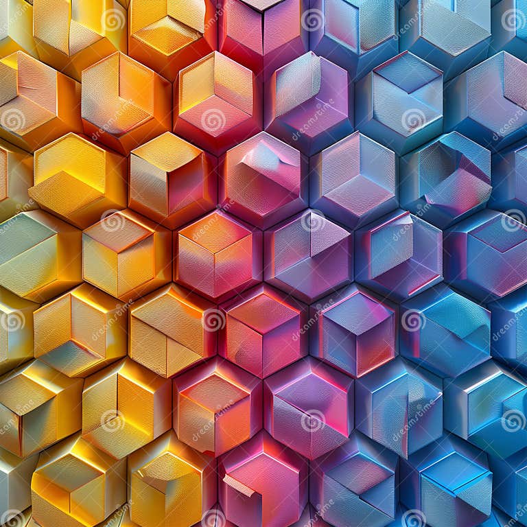 Sharp 3D Cubes Geometric Pattern High-Resolution Vibrant Design Stock ...