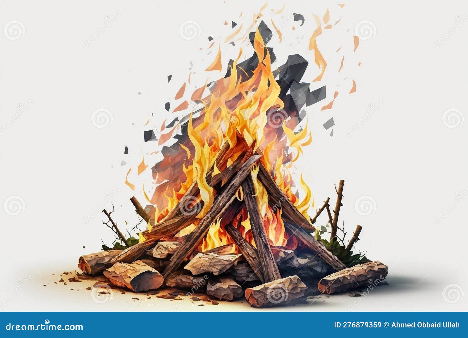 High-Resolution 3D Render of a Bonfire on Transparent Background ...