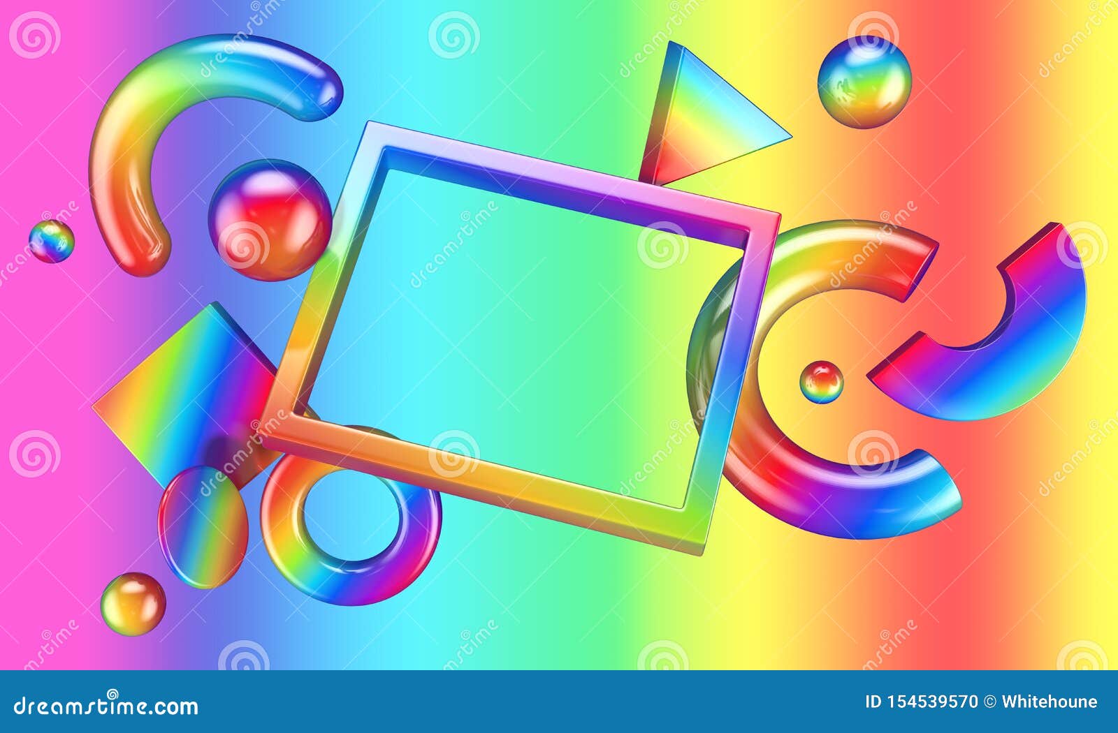 Abstract Composition with 3D Objects in All Colors Gradients Stock ...