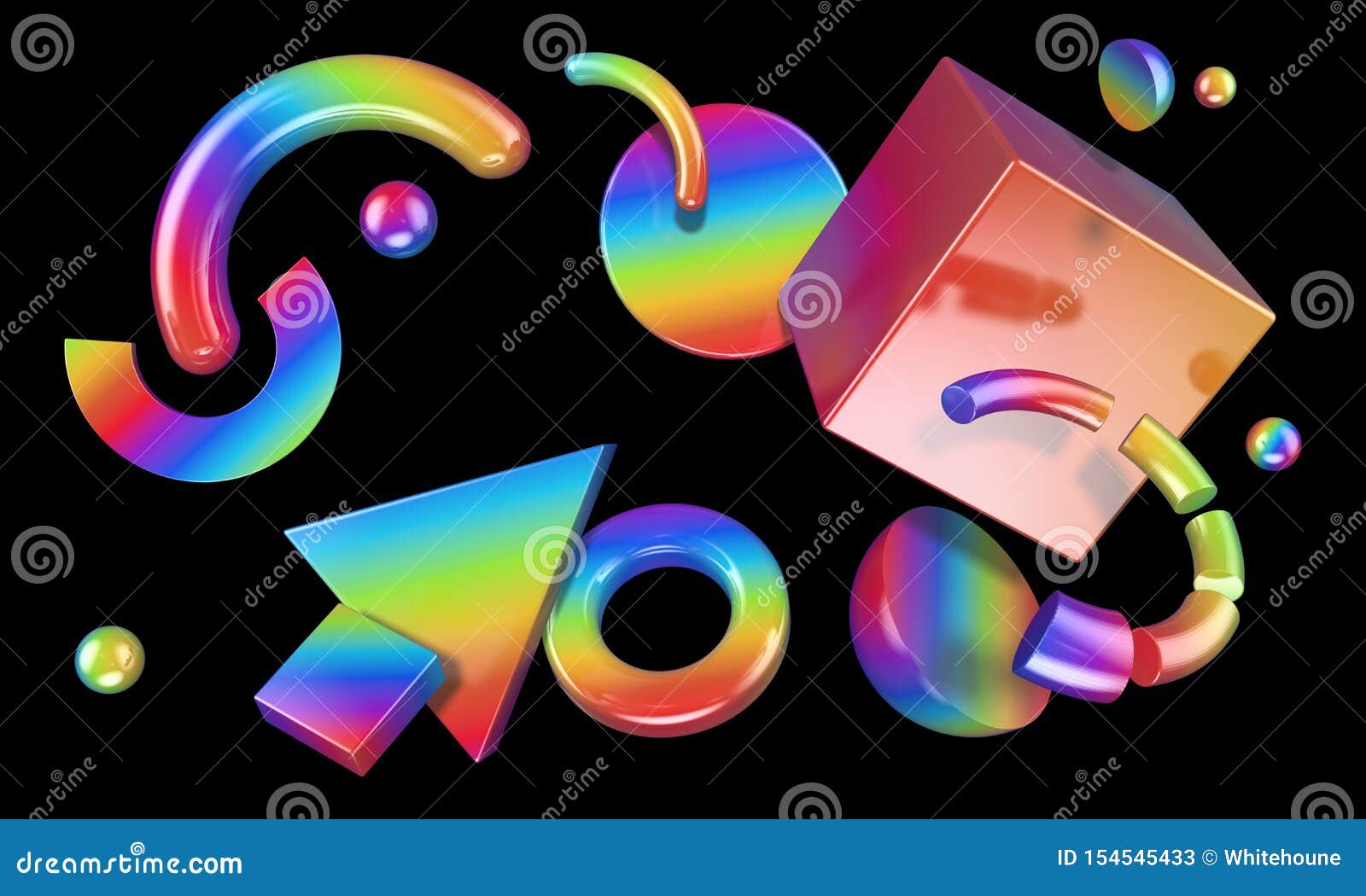 Abstract Composition with 3D Objects in All Colors Gradients Stock ...