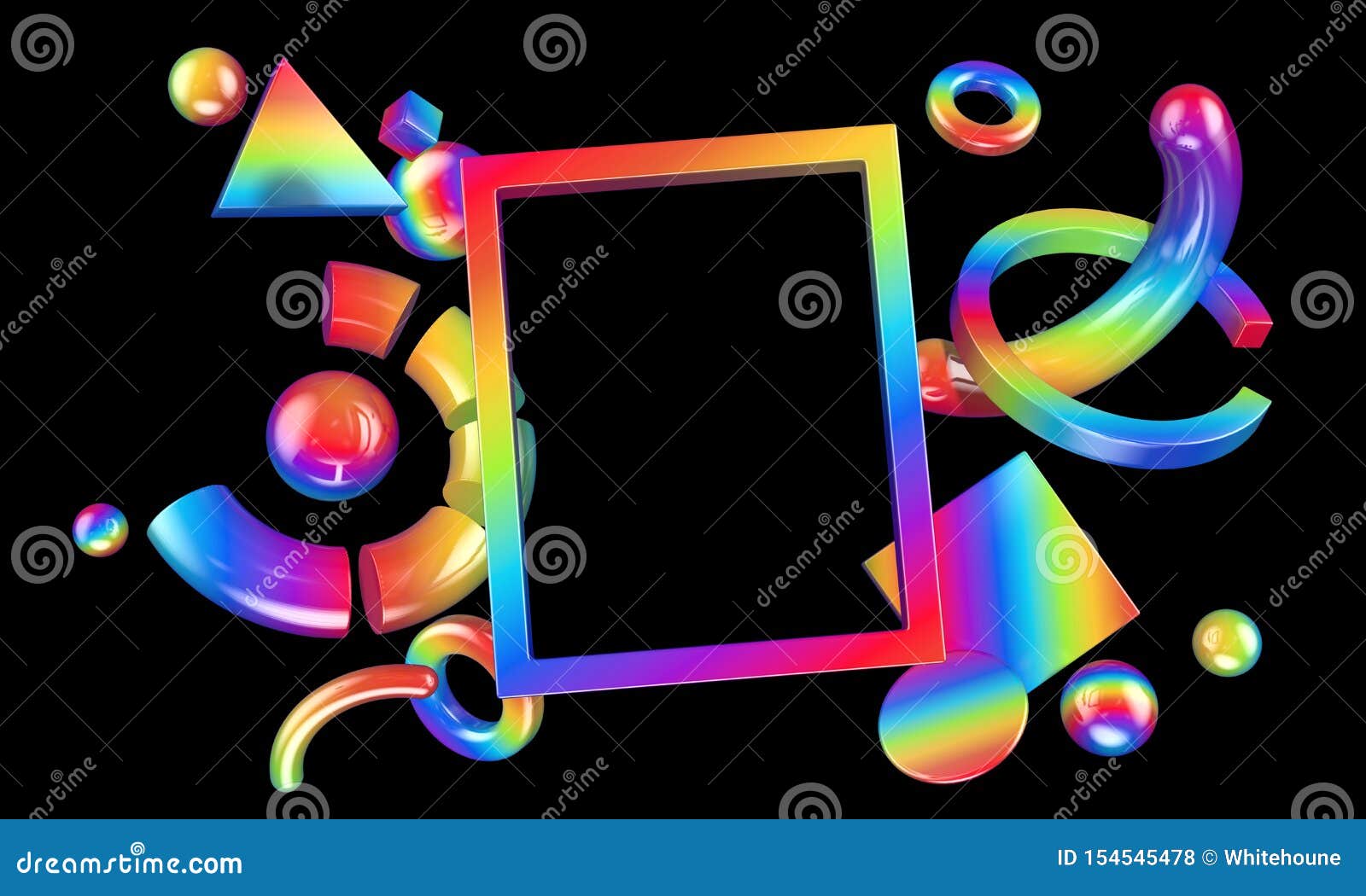 Abstract Composition with 3D Objects in All Colors Gradients Stock ...