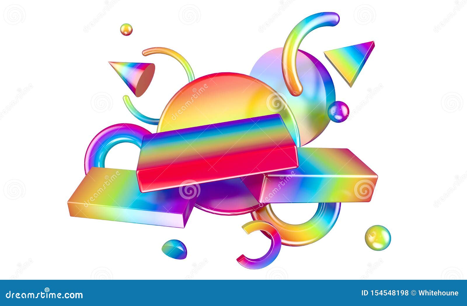 Abstract Composition with 3D Objects in All Colors Gradients Stock ...