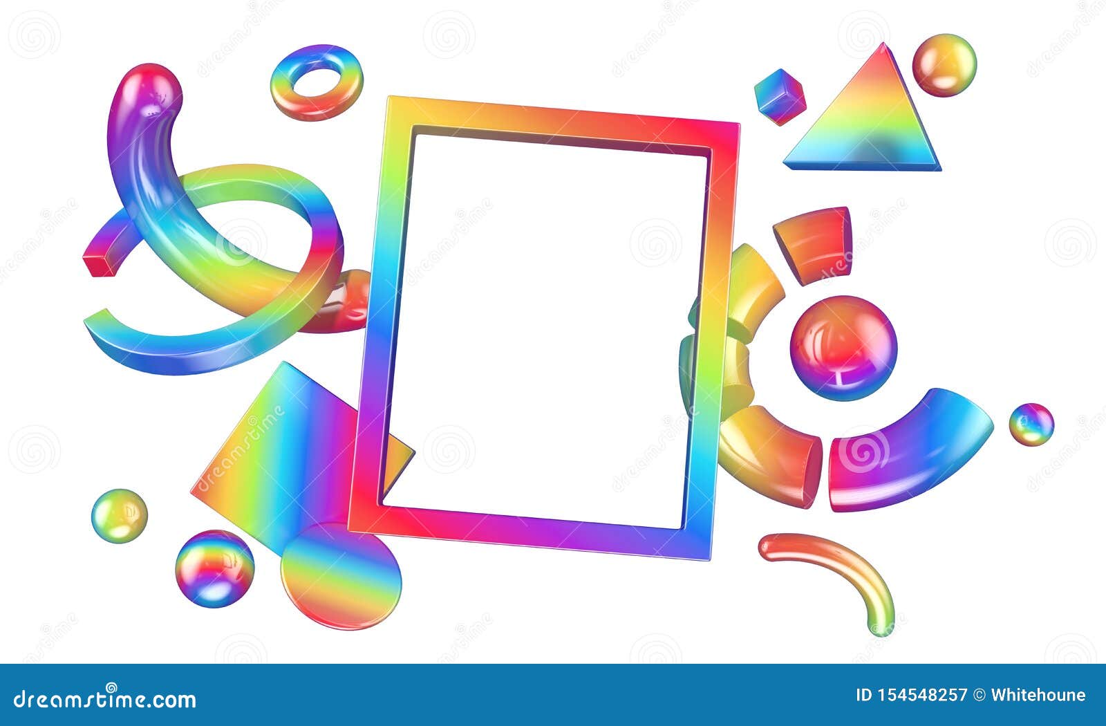 Abstract Composition with 3D Objects in All Colors Gradients Stock ...