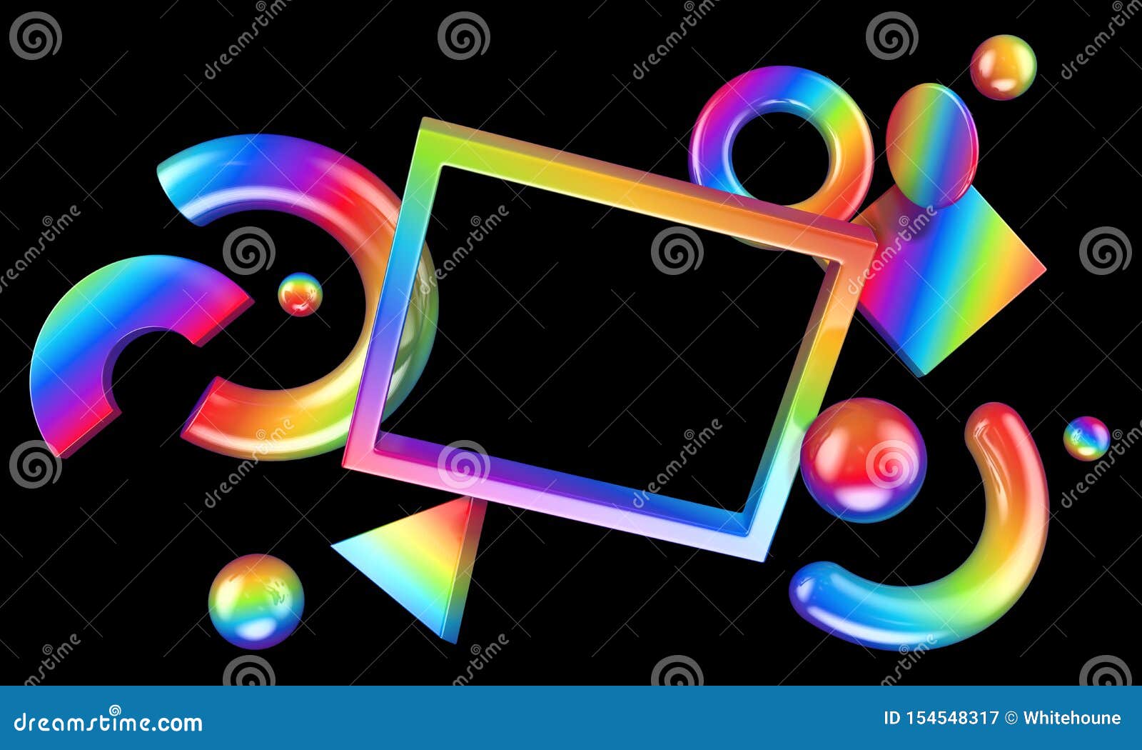 Abstract Composition with 3D Objects in All Colors Gradients Stock ...