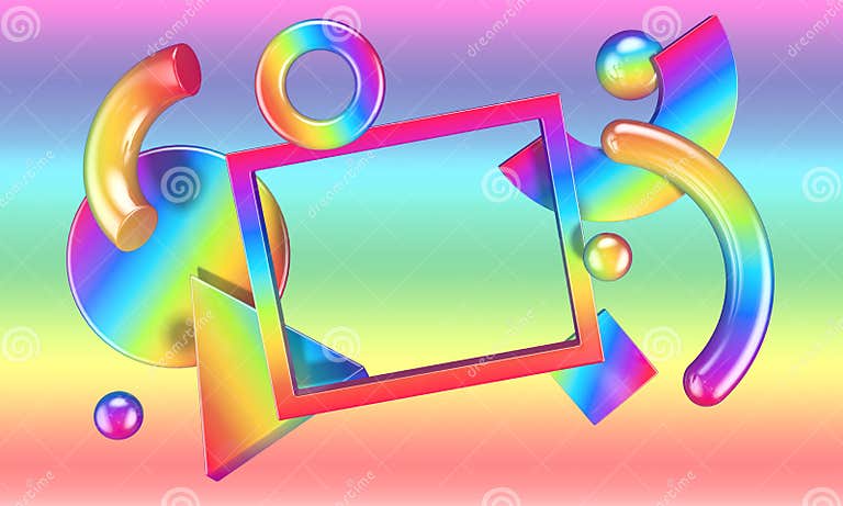 Abstract Composition with 3D Objects in All Colors Gradients Stock ...